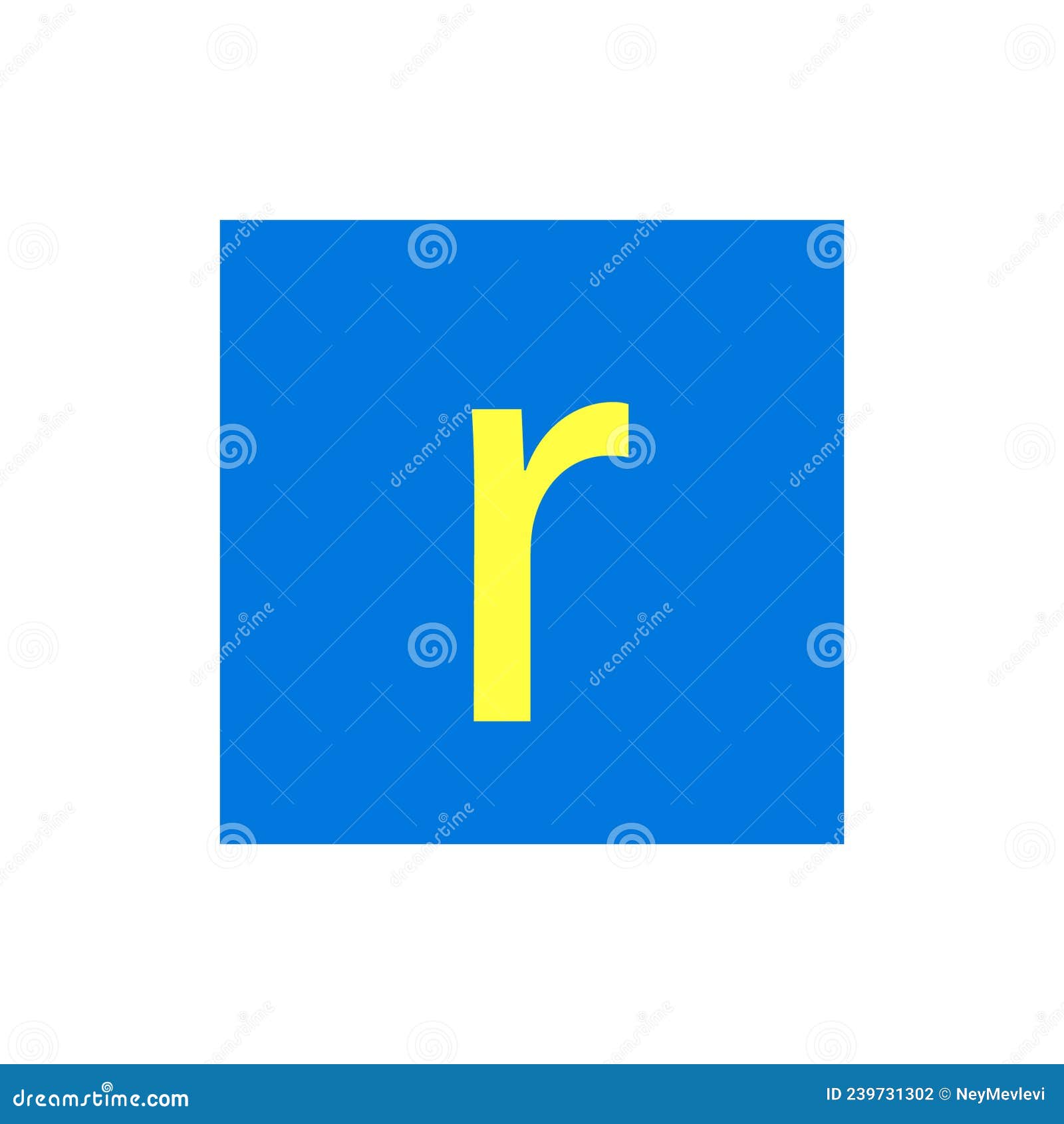Letter R in blue color box stock vector. Illustration of color - 239731302