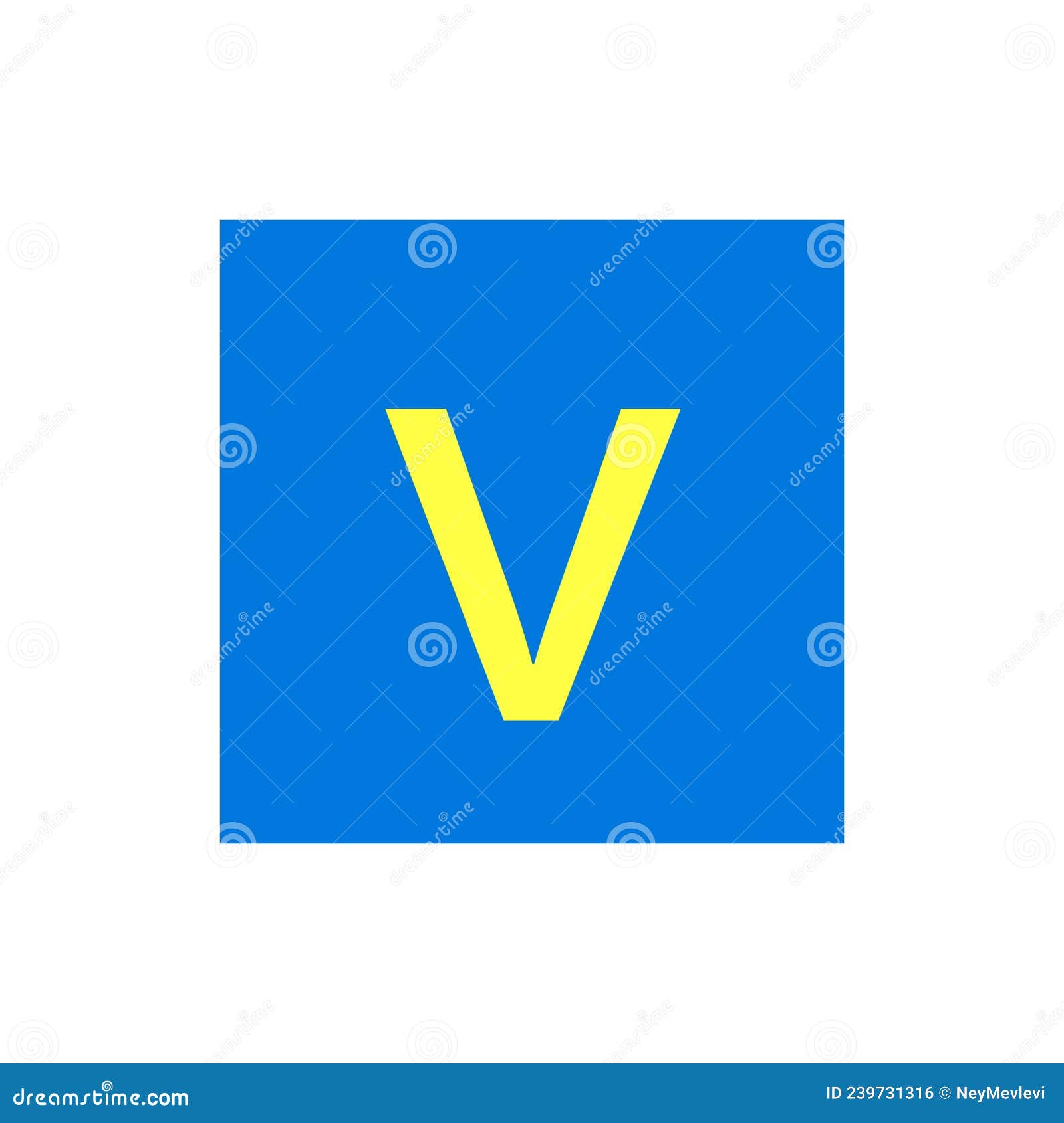 Letter V in blue color box stock vector. Illustration of alphabet ...