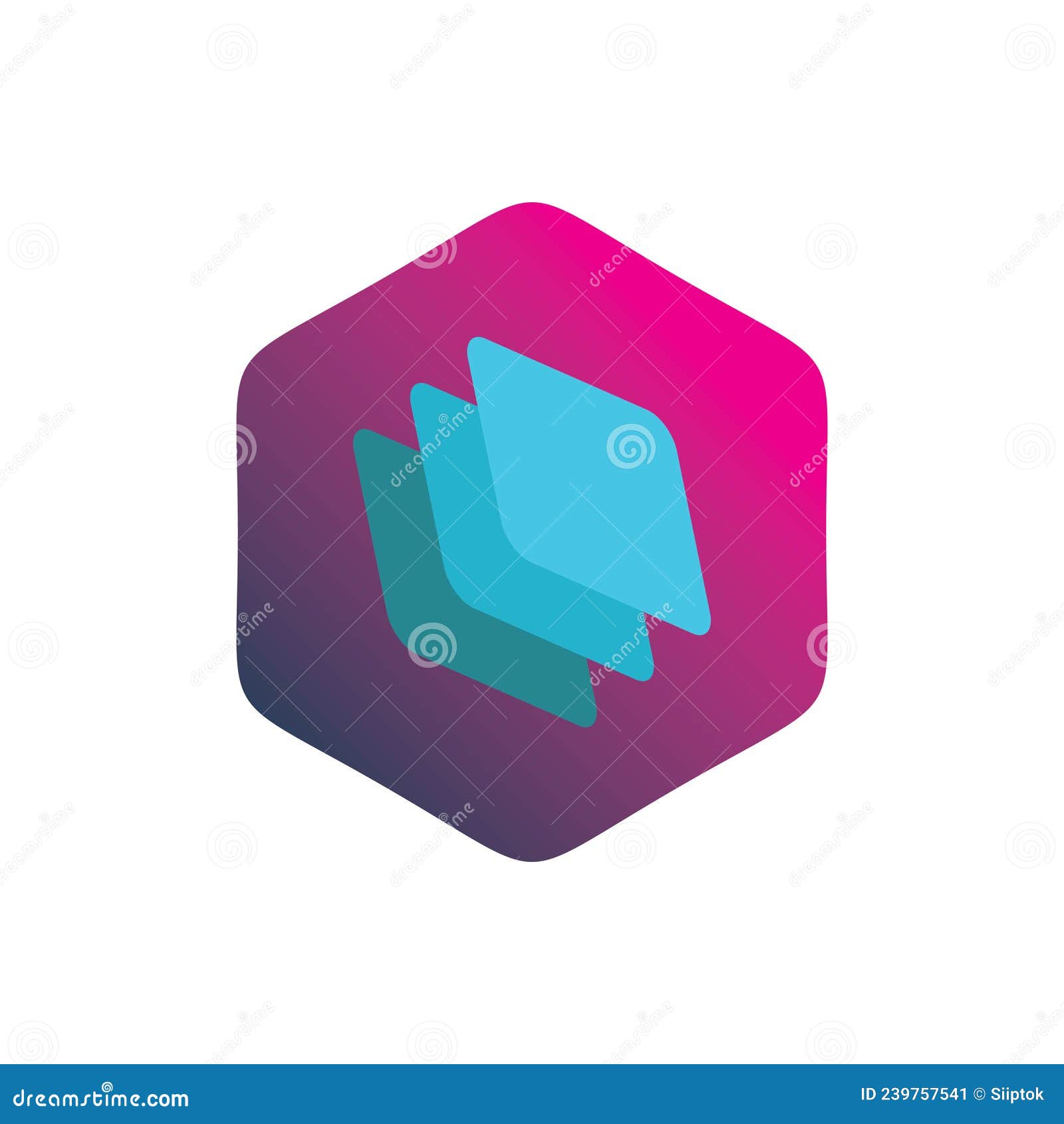 Hexagon Stack Data Square Logo Design Stock Vector - Illustration of ...