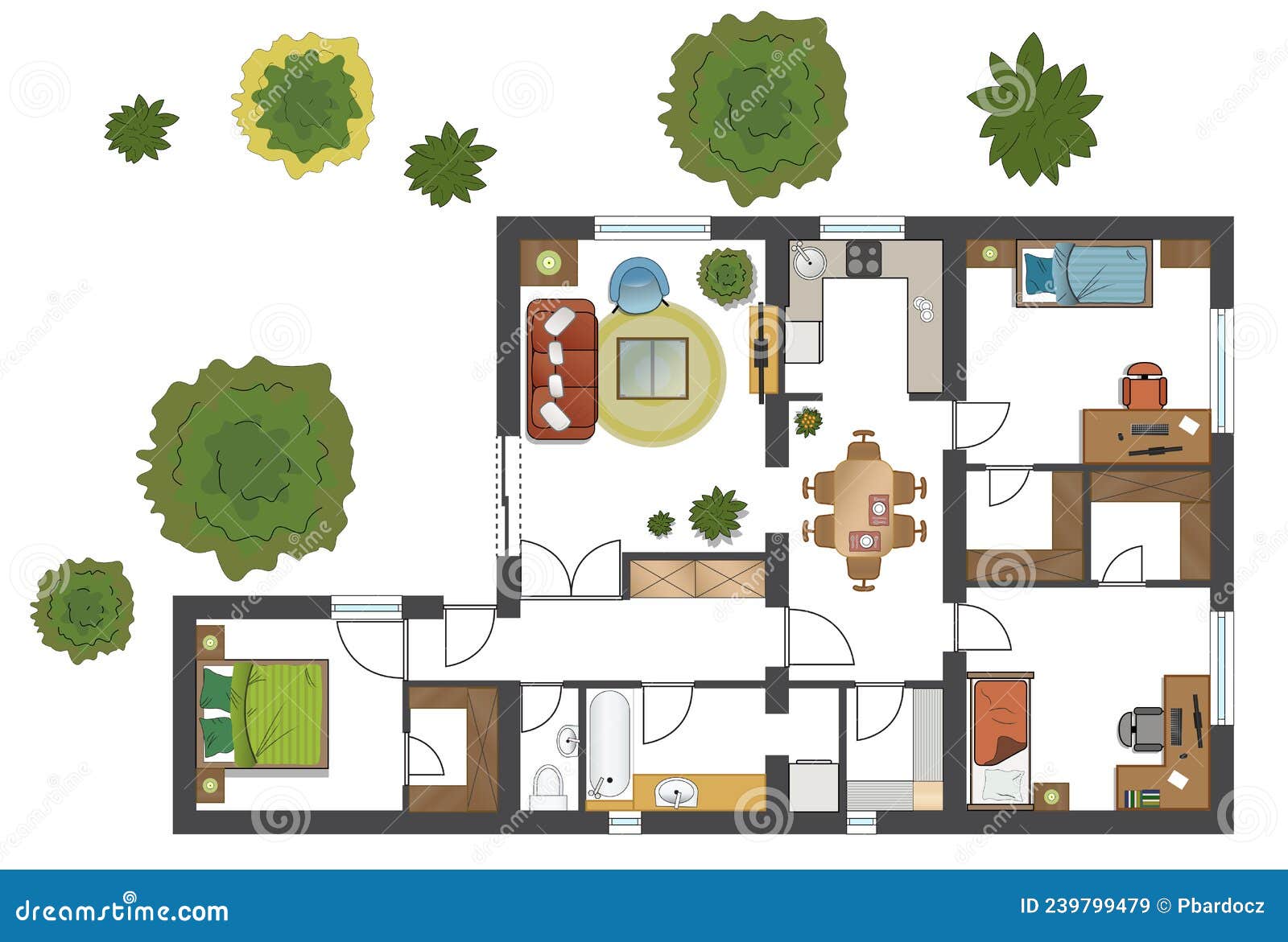 Colorful Floor Plan Of A House. Cartoon Vector | CartoonDealer.com ...