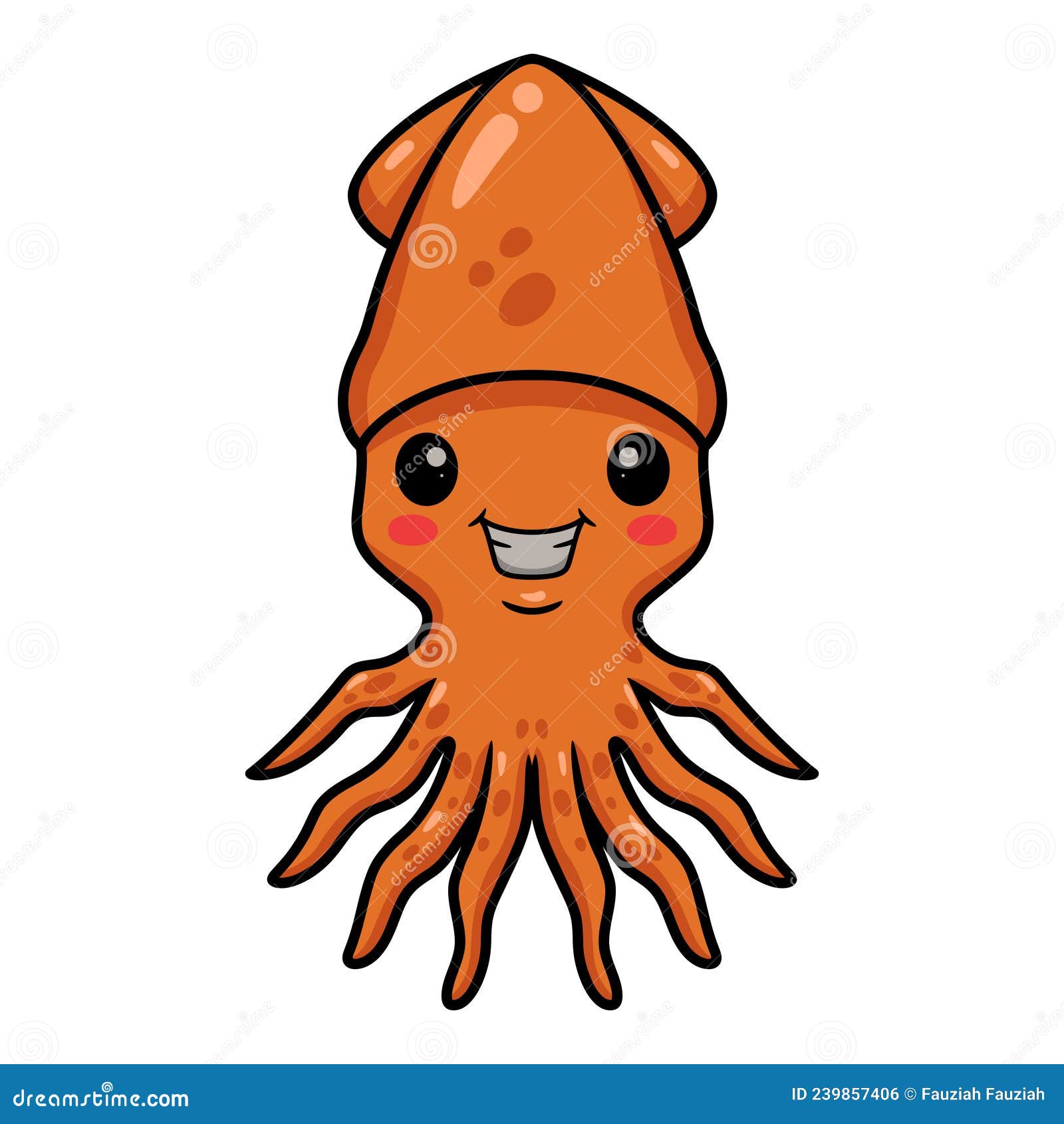 Cute Little Squid Cartoon Posing Stock Vector - Illustration of ...