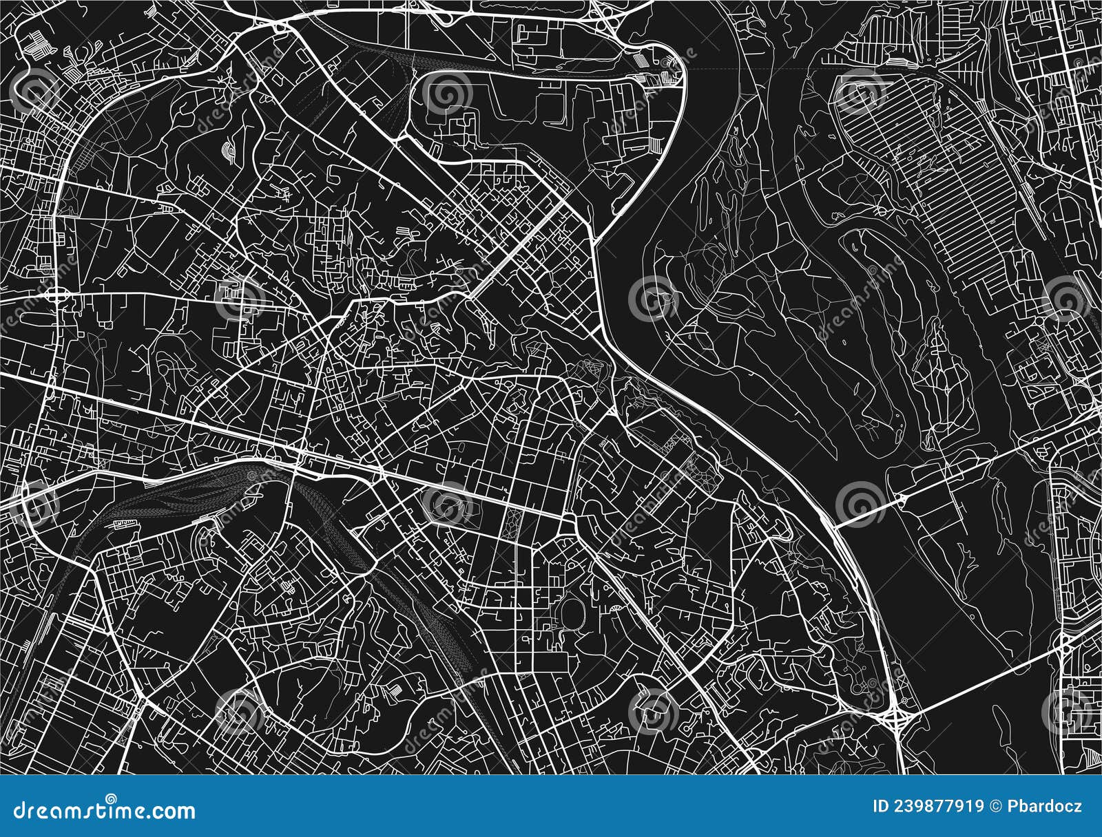 Black and White Vector City Map of Kiev. Stock Vector - Illustration of ...