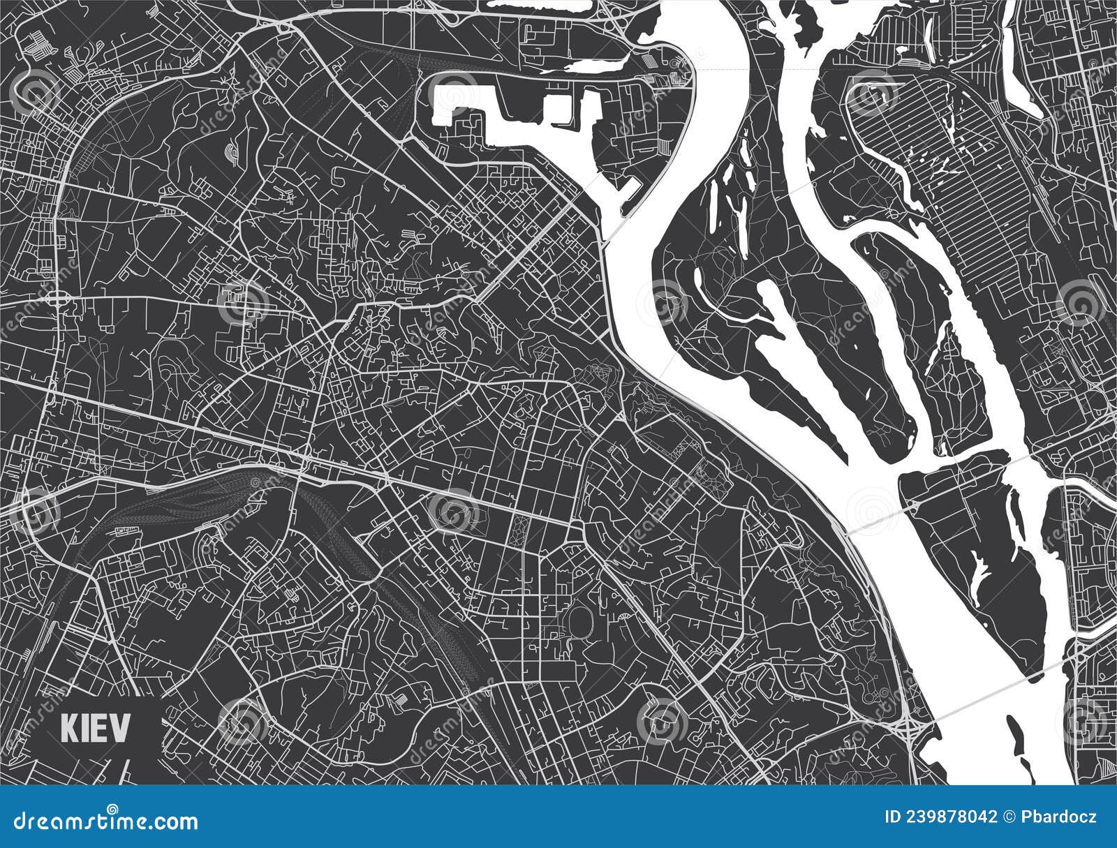 Minimalistic Kiev City Map Poster Design. Stock Vector - Illustration ...