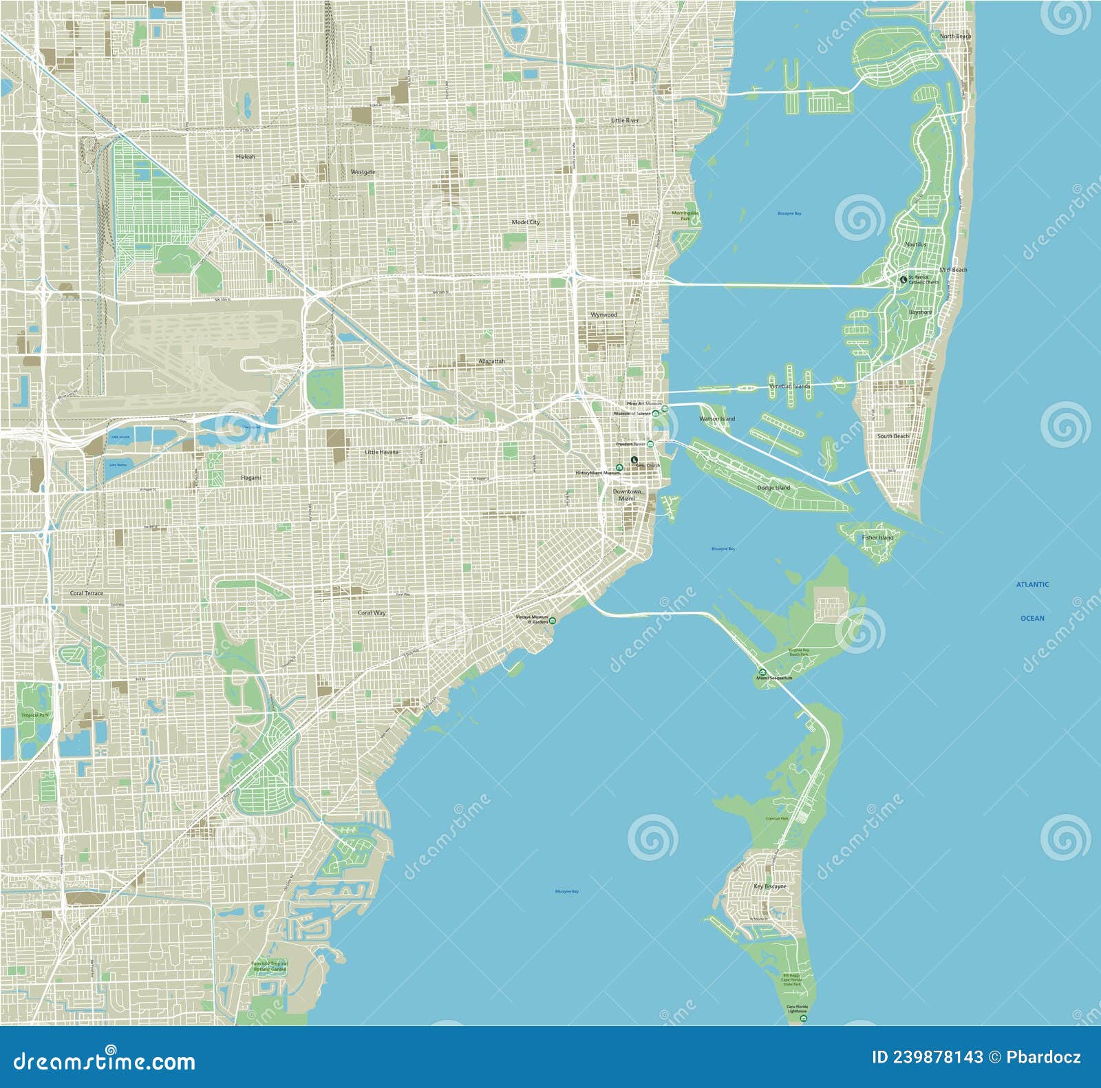 Vector city map of Miami. stock vector. Illustration of american ...