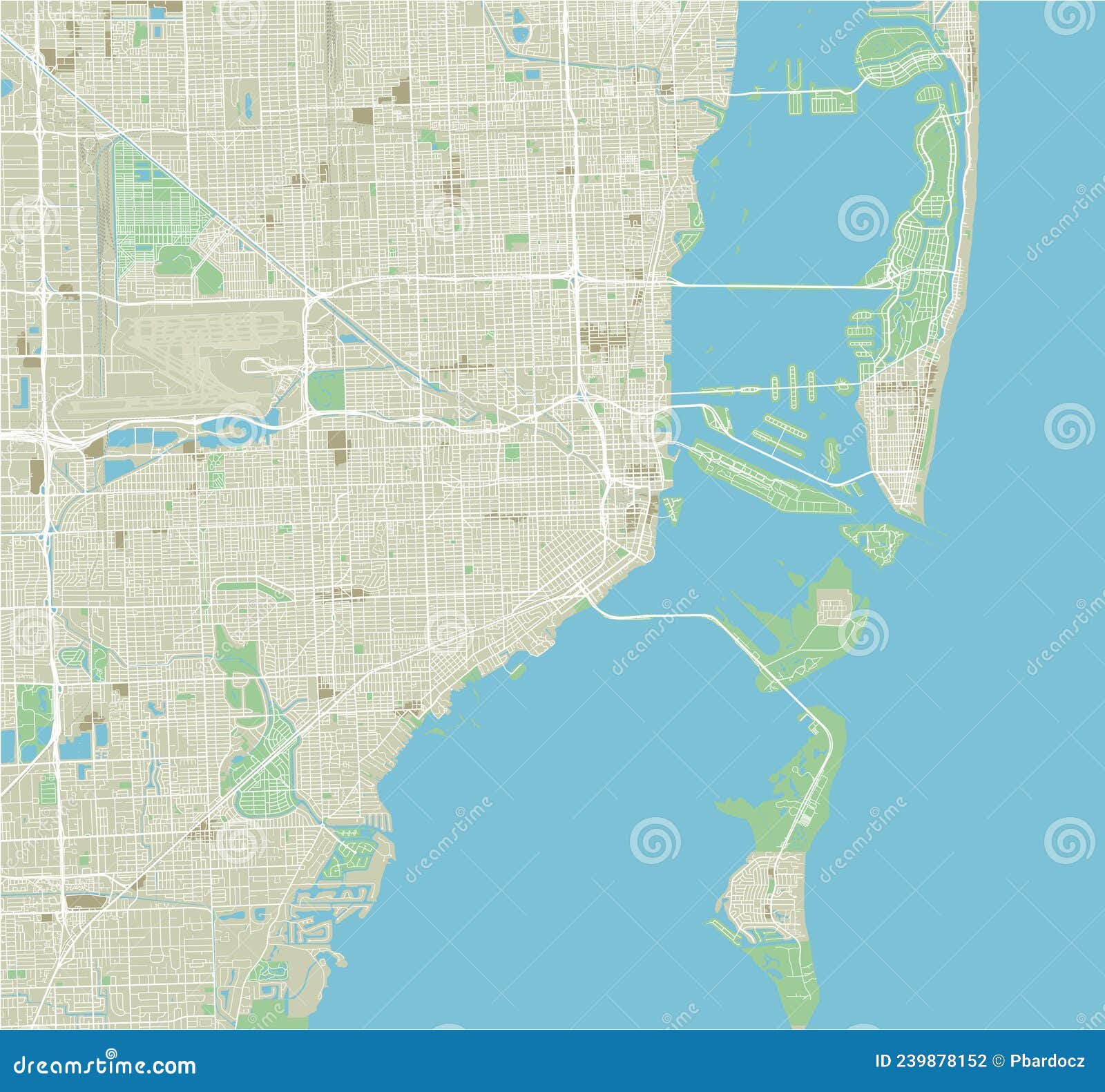 Vector city map of Miami. stock vector. Illustration of organized ...