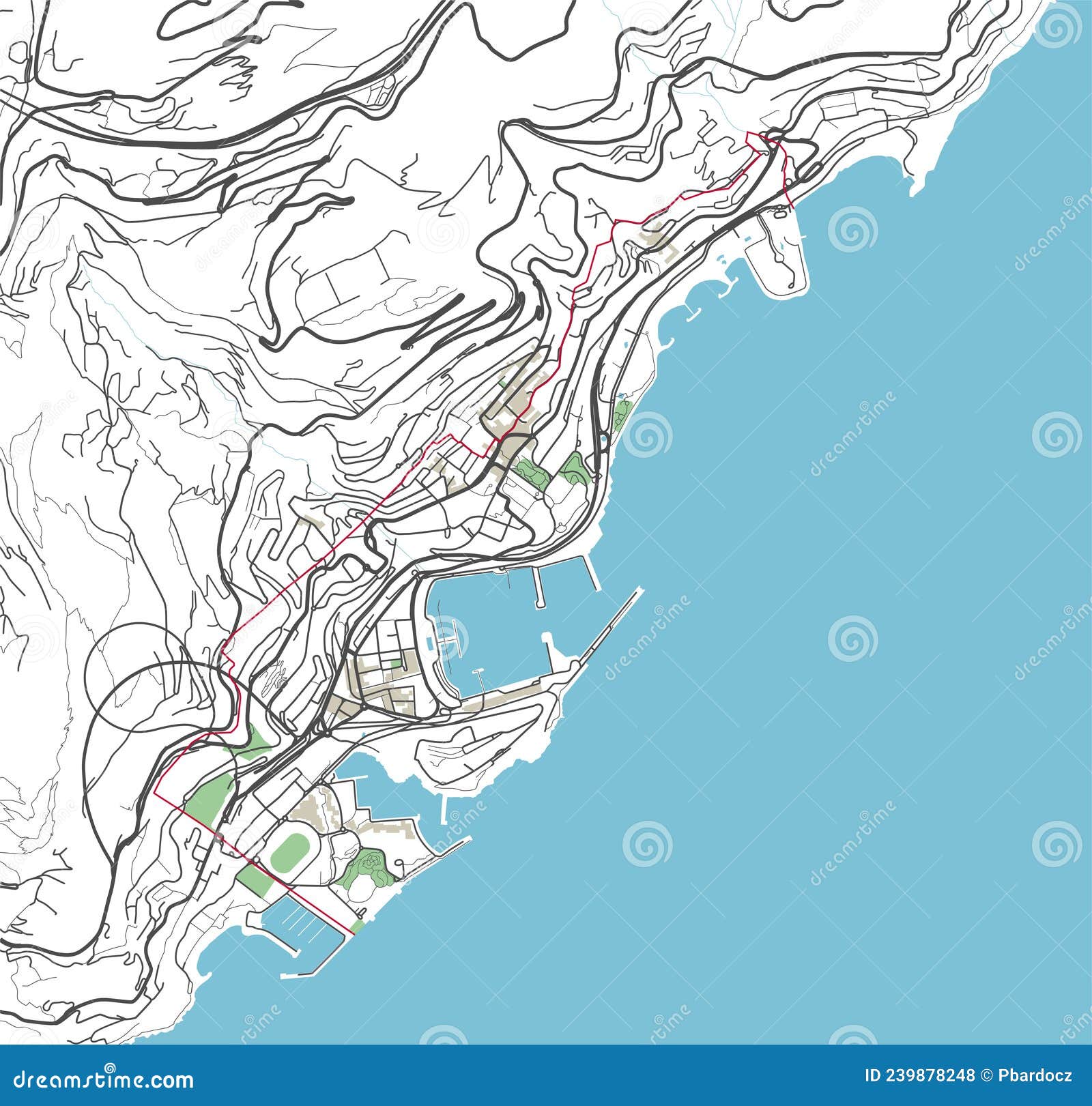 Colorful Monaco Vector City Map. Stock Vector - Illustration of beach ...