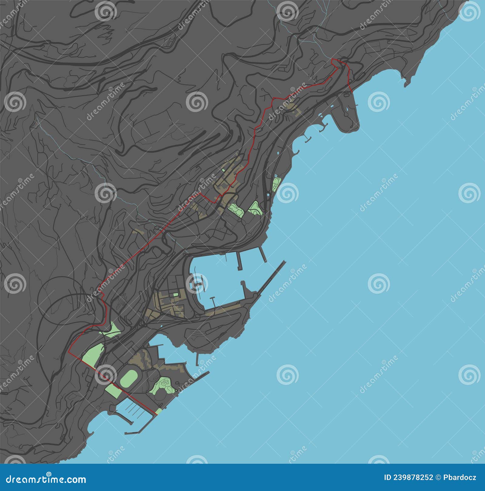 Monaco Vector Map with Dark Colors. Stock Vector - Illustration of ...