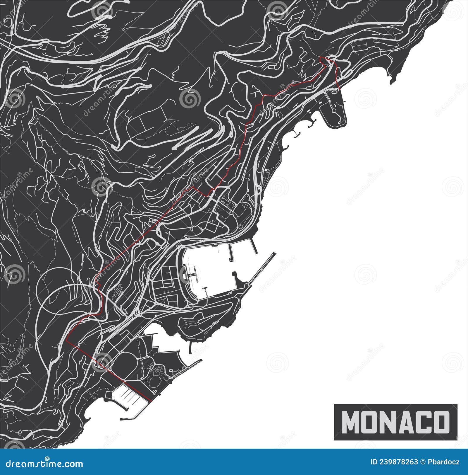 Minimalistic Monaco City Map Poster Design. Stock Vector - Illustration ...