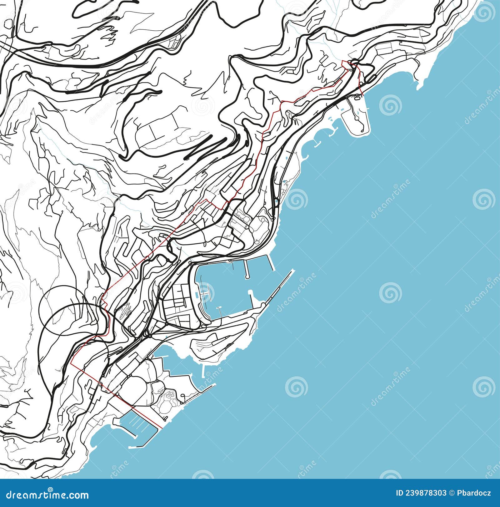 Black and White Vector City Map of Monaco. Stock Vector - Illustration ...