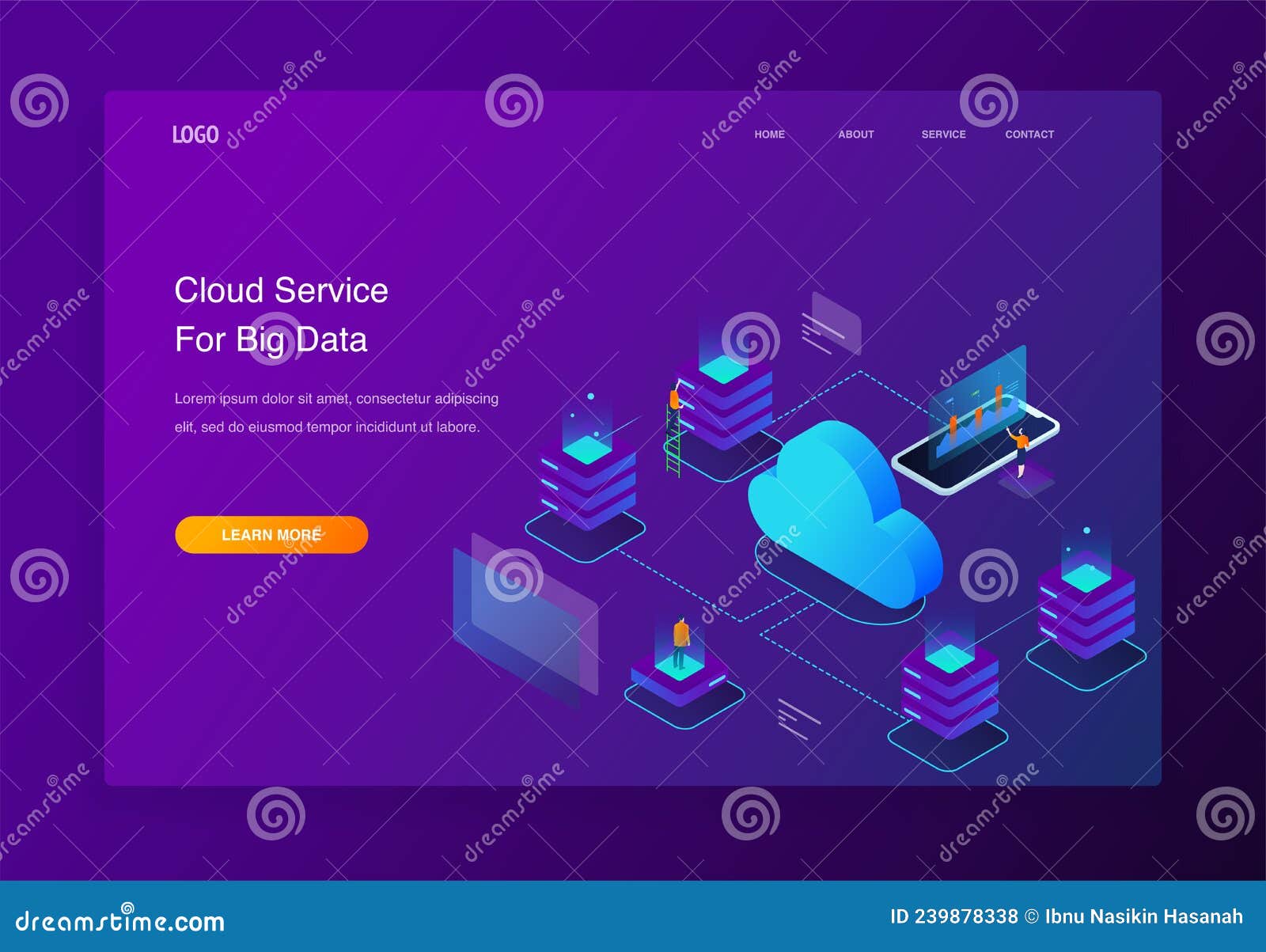 Cloud Services 3D Isometric Concept Stock Vector - Illustration of ...