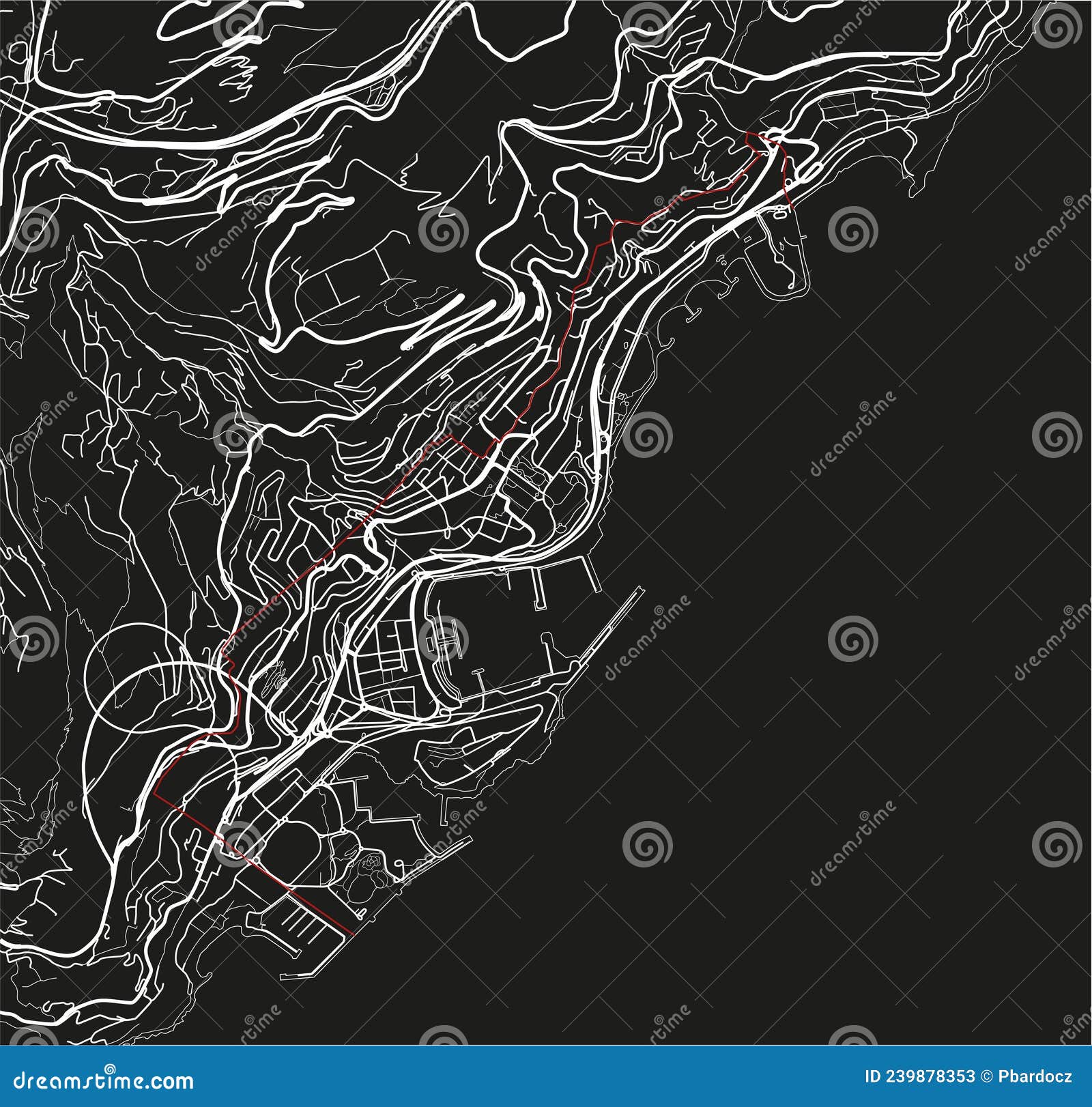 Black and White Vector City Map of Monaco. Stock Vector - Illustration ...