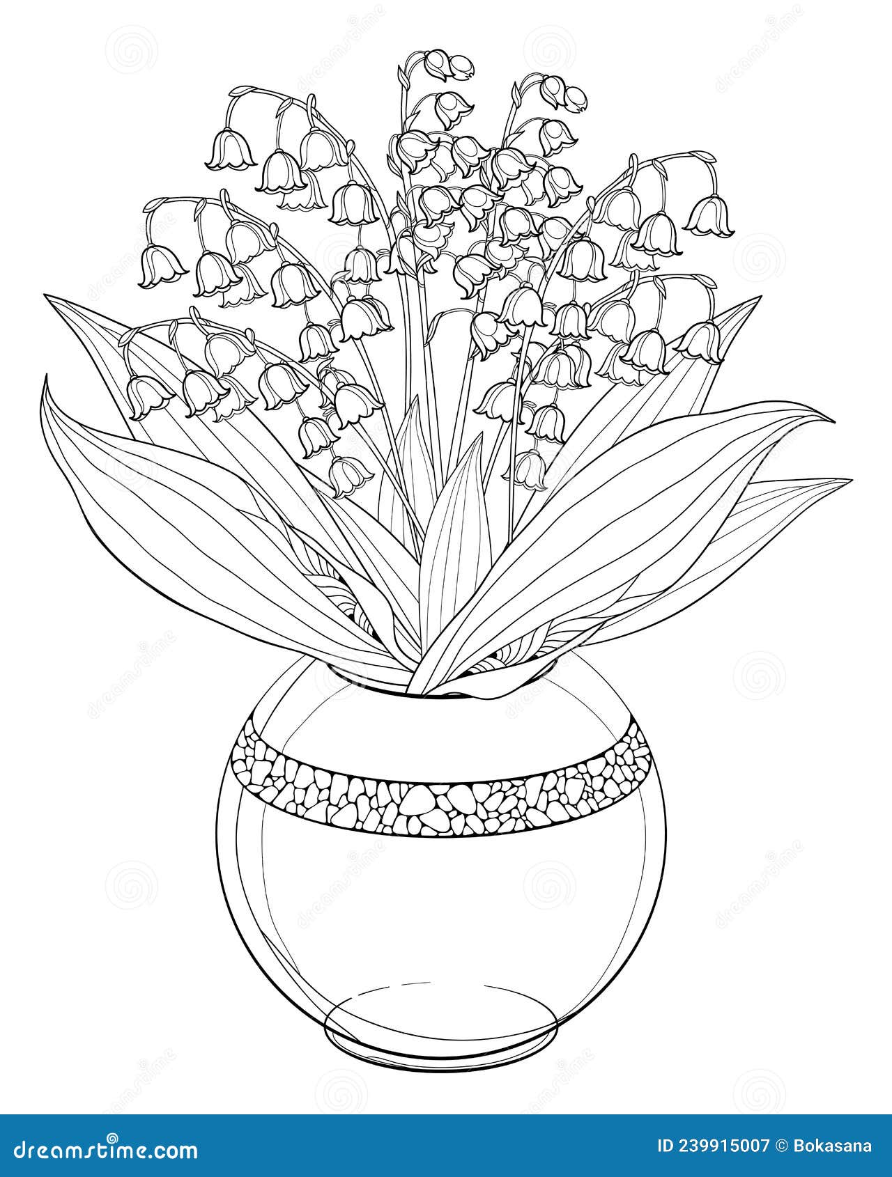 Vector Bouquet of Outline Lily of the Valley or Convallaria Flower and ...