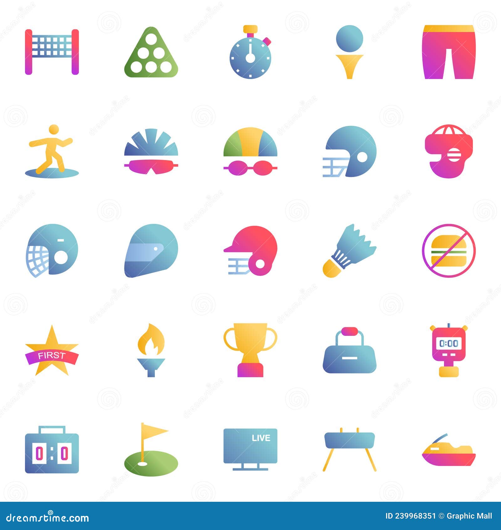 Gradient Color Icons for Sports. Stock Illustration - Illustration of ...