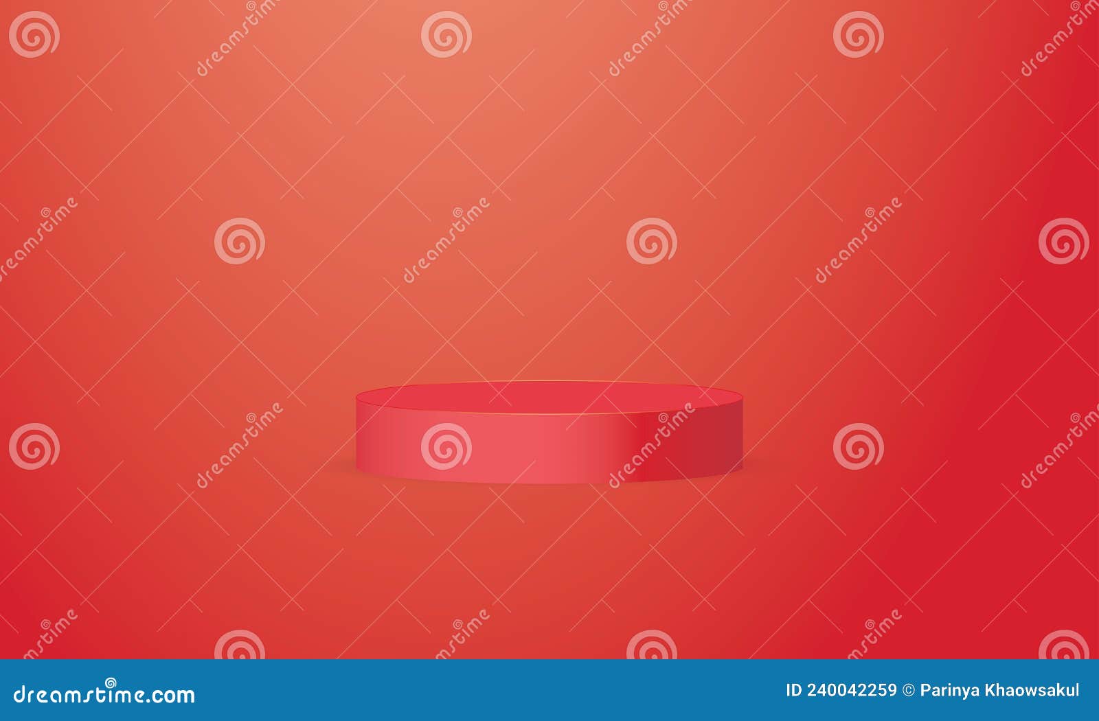 Minimal Red Circular Podium on Red Background Stock Vector ...