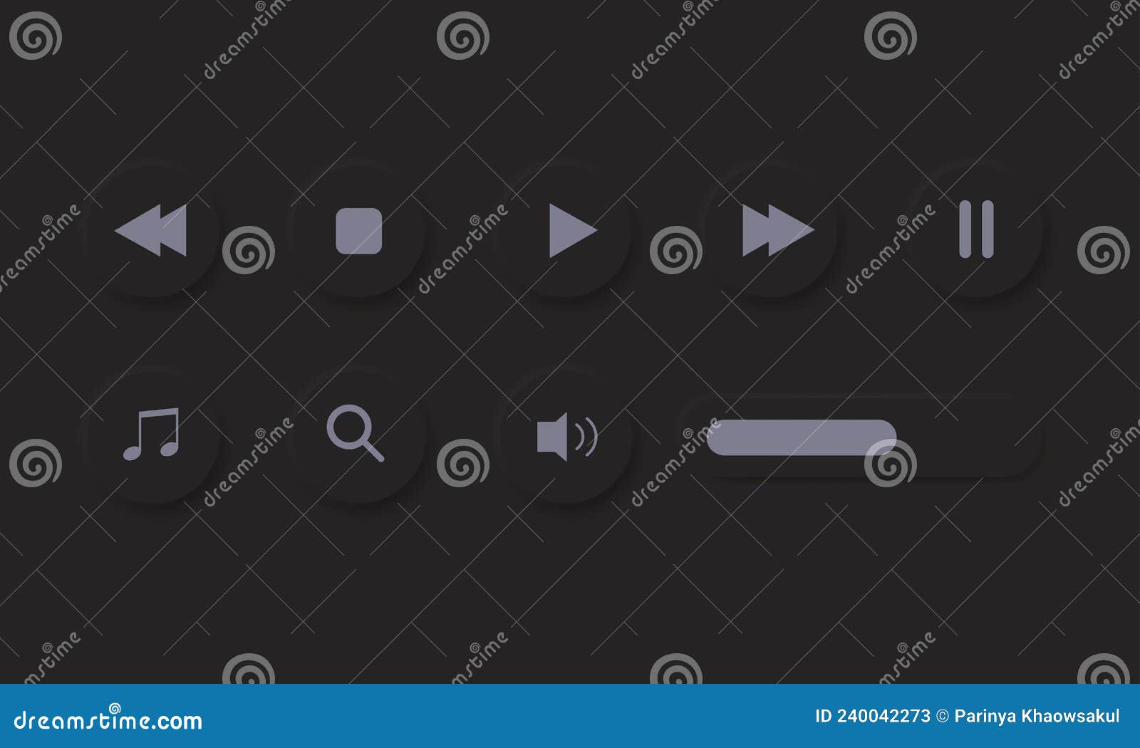 Set of Play Buttons Dark Colors Stock Vector - Illustration of icon ...