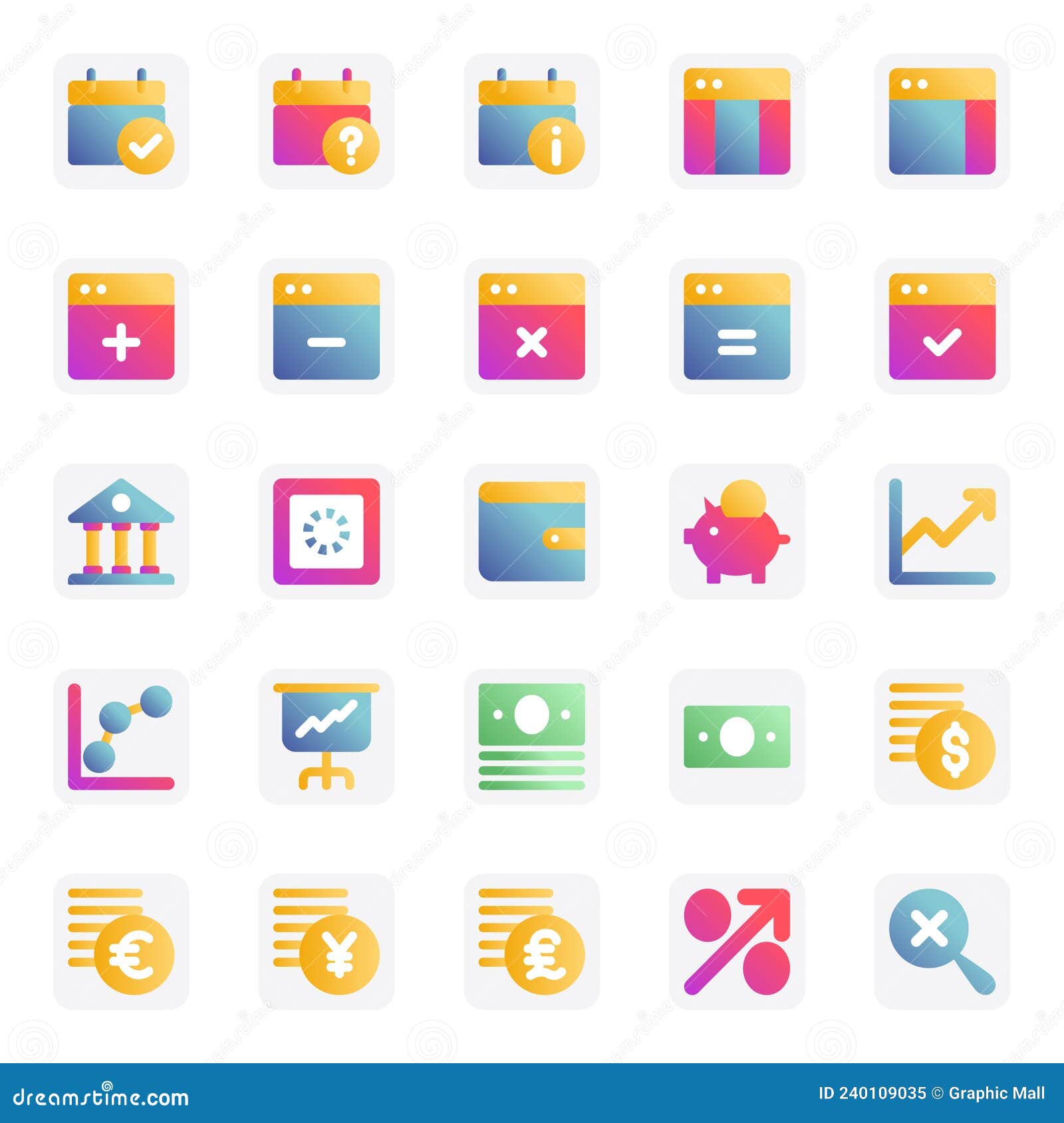 Gradient Color Icons for Universal Web & Mobile. Stock Vector ...