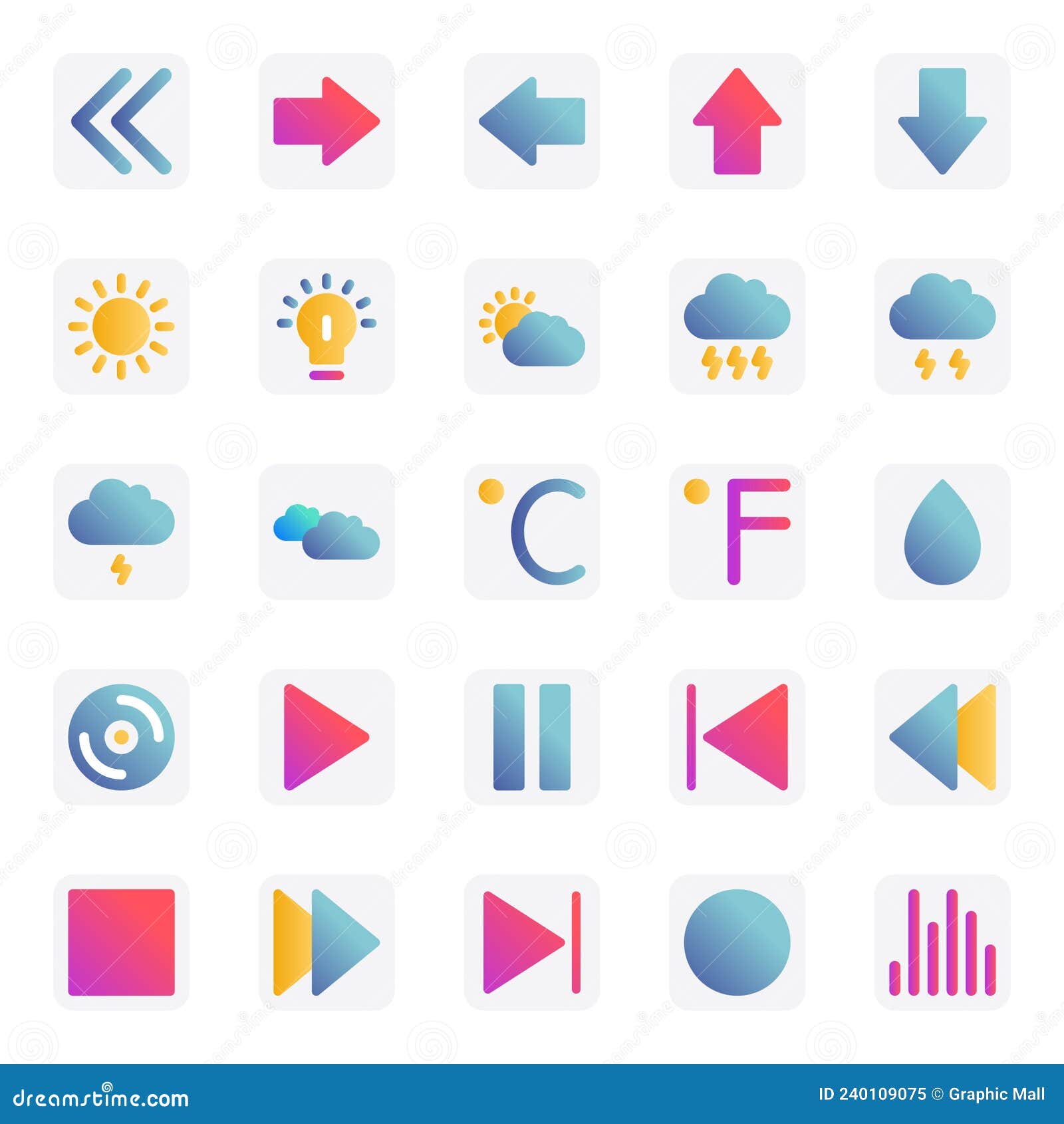 Gradient Color Icons for Universal Web & Mobile. Stock Vector ...