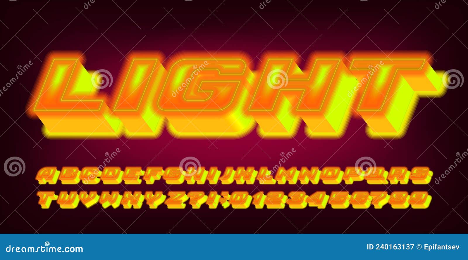 Light Alphabet Font. 3D Neon Letters and Numbers Stock Vector ...