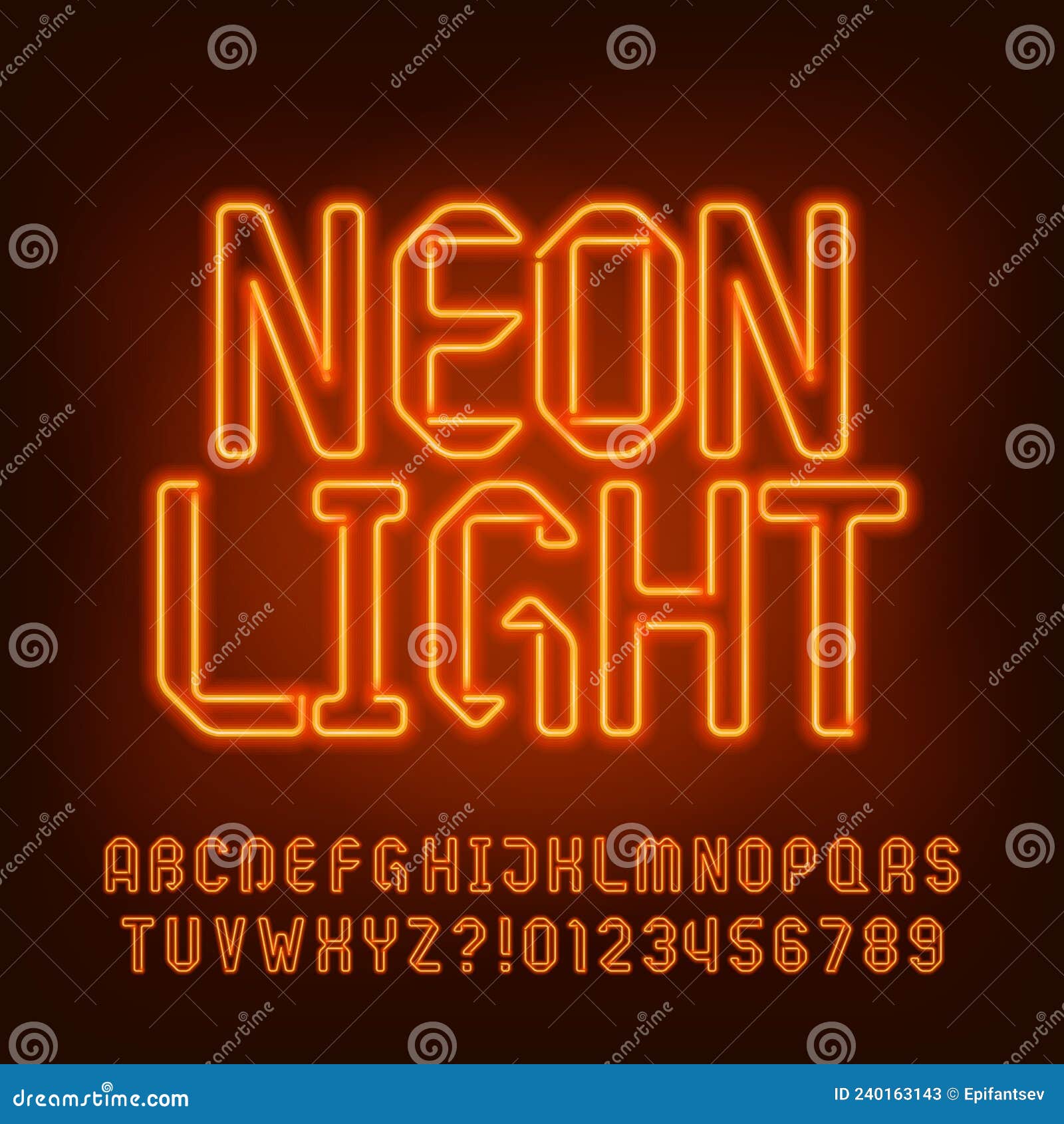 Neon Light Alphabet Font. Neon Light Geometric Letters, Numbers and ...