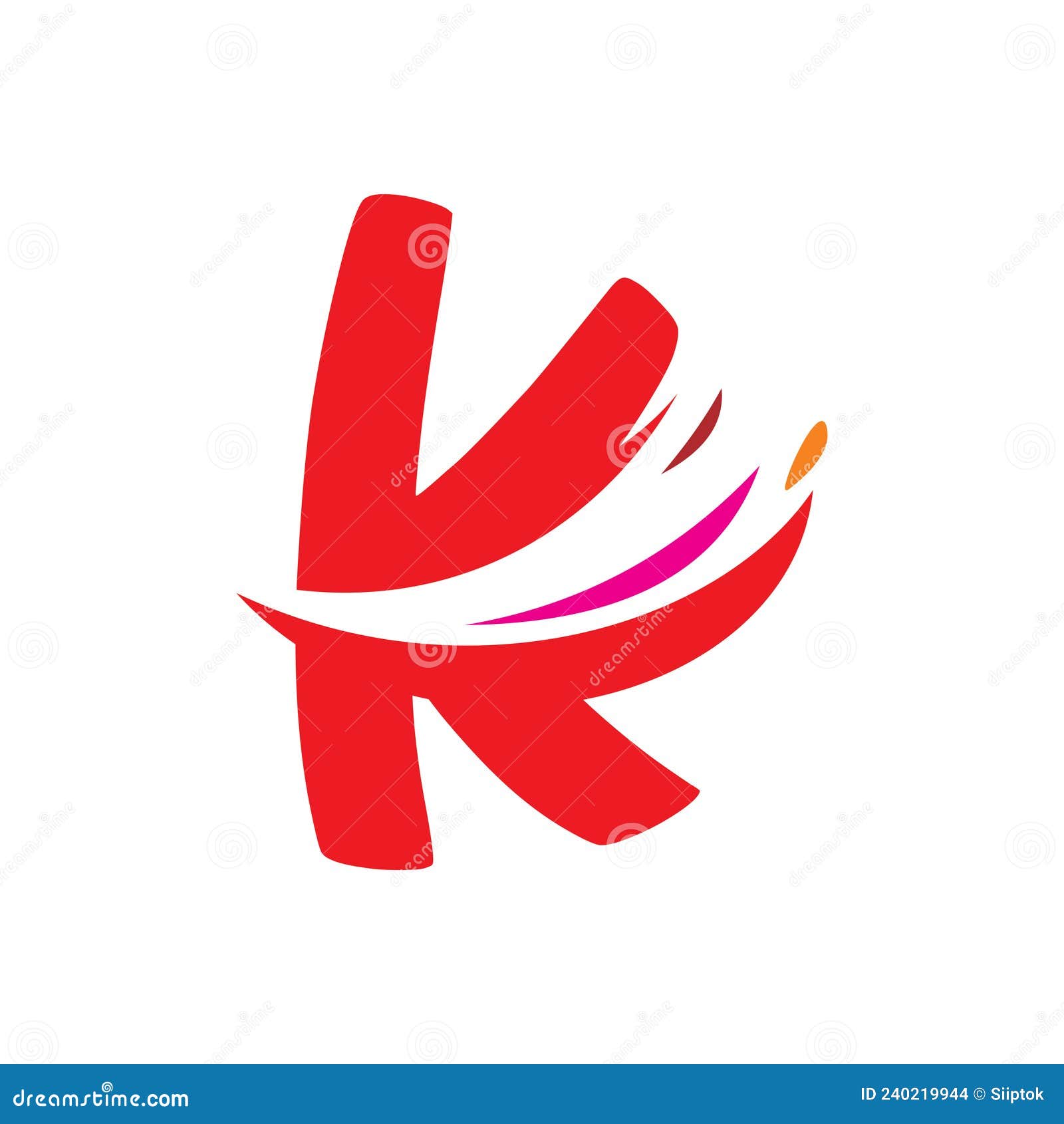 Initial K Letter Red Art Shape Color Logo Design Stock Vector ...