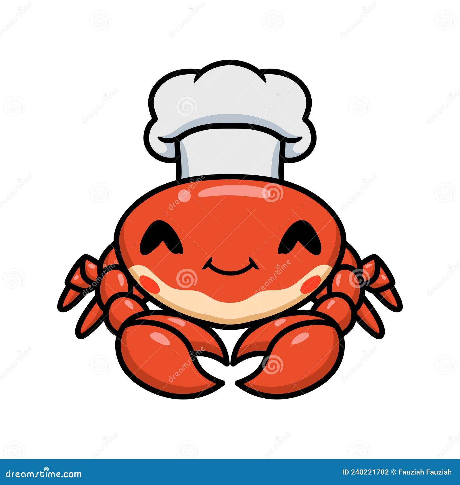 Cute Little Chef Crab Cartoon Stock Vector - Illustration of crustacean ...
