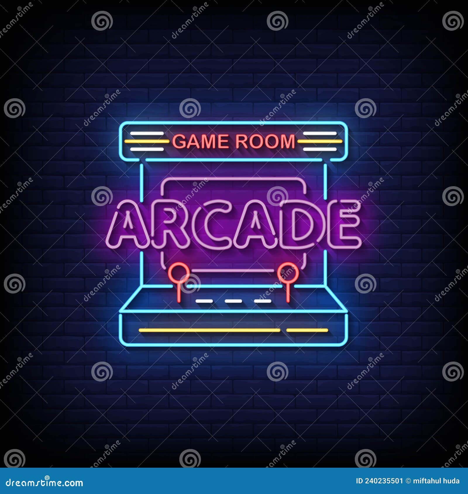 Arcade Neon Signs Style Text Vector Stock Vector - Illustration of ...