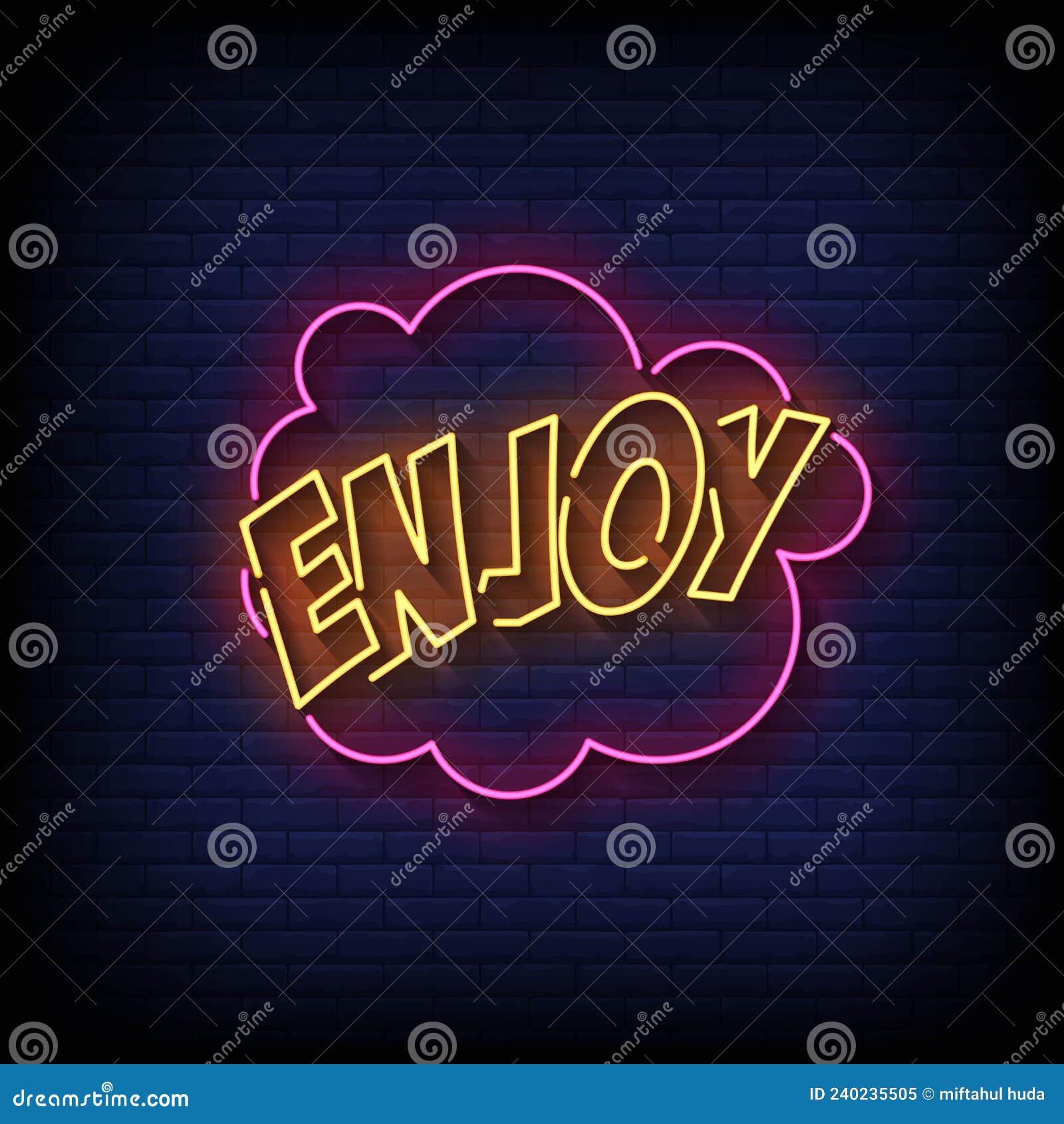 Enjoy Neon Signs Style Text Vector Stock Vector - Illustration of ...
