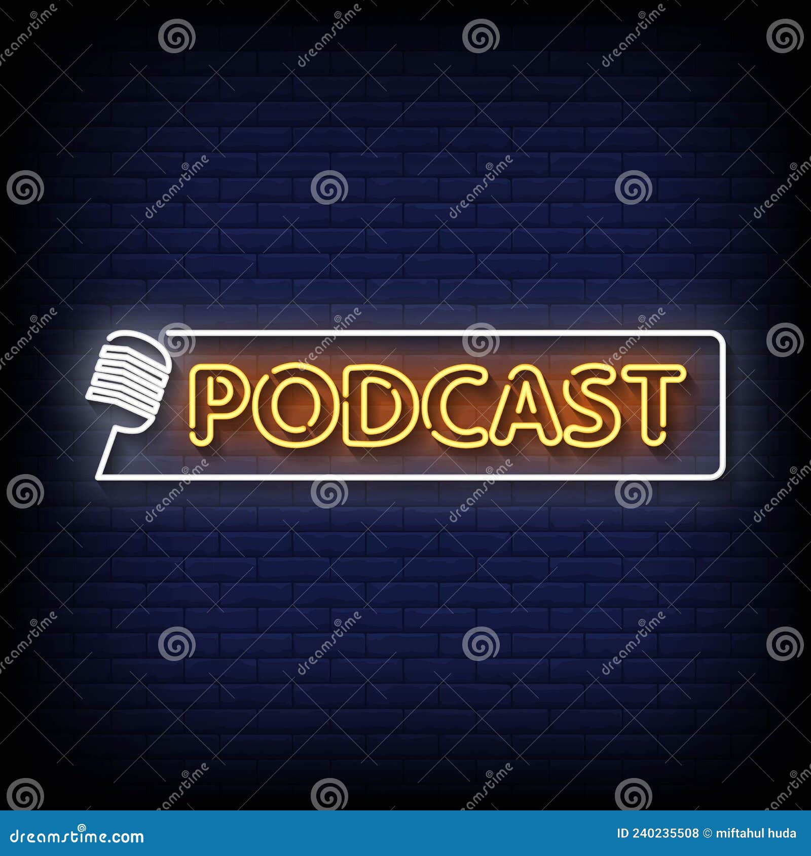 Podcast Neon Signs Style Text Vector Stock Vector - Illustration of ...