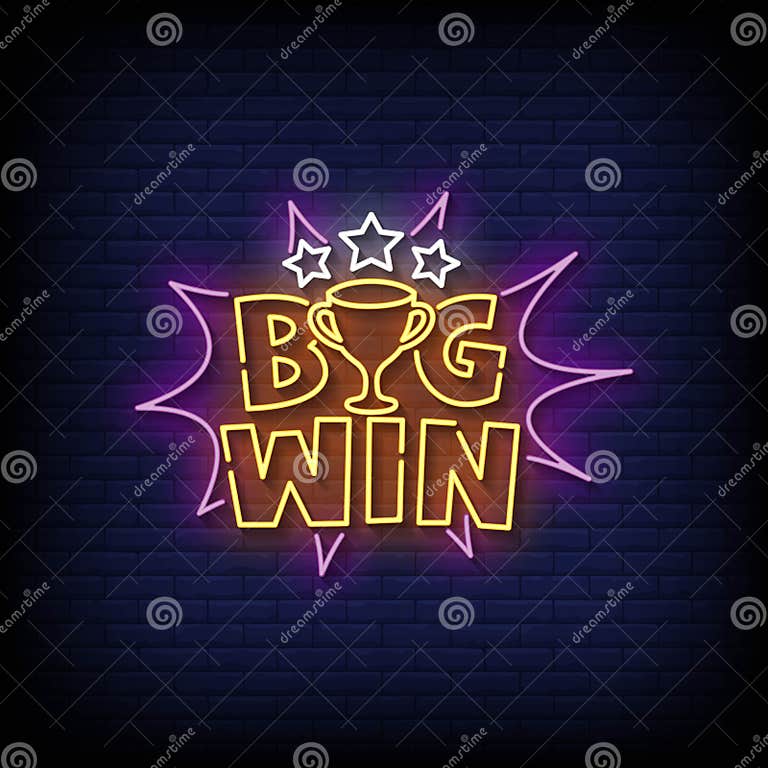 Big Win Neon Signs Style Text Vector Stock Vector - Illustration of ...