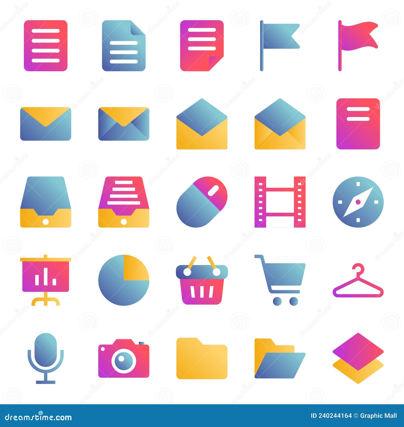 Gradient Color Icons for Universal, Web. Stock Vector - Illustration of ...