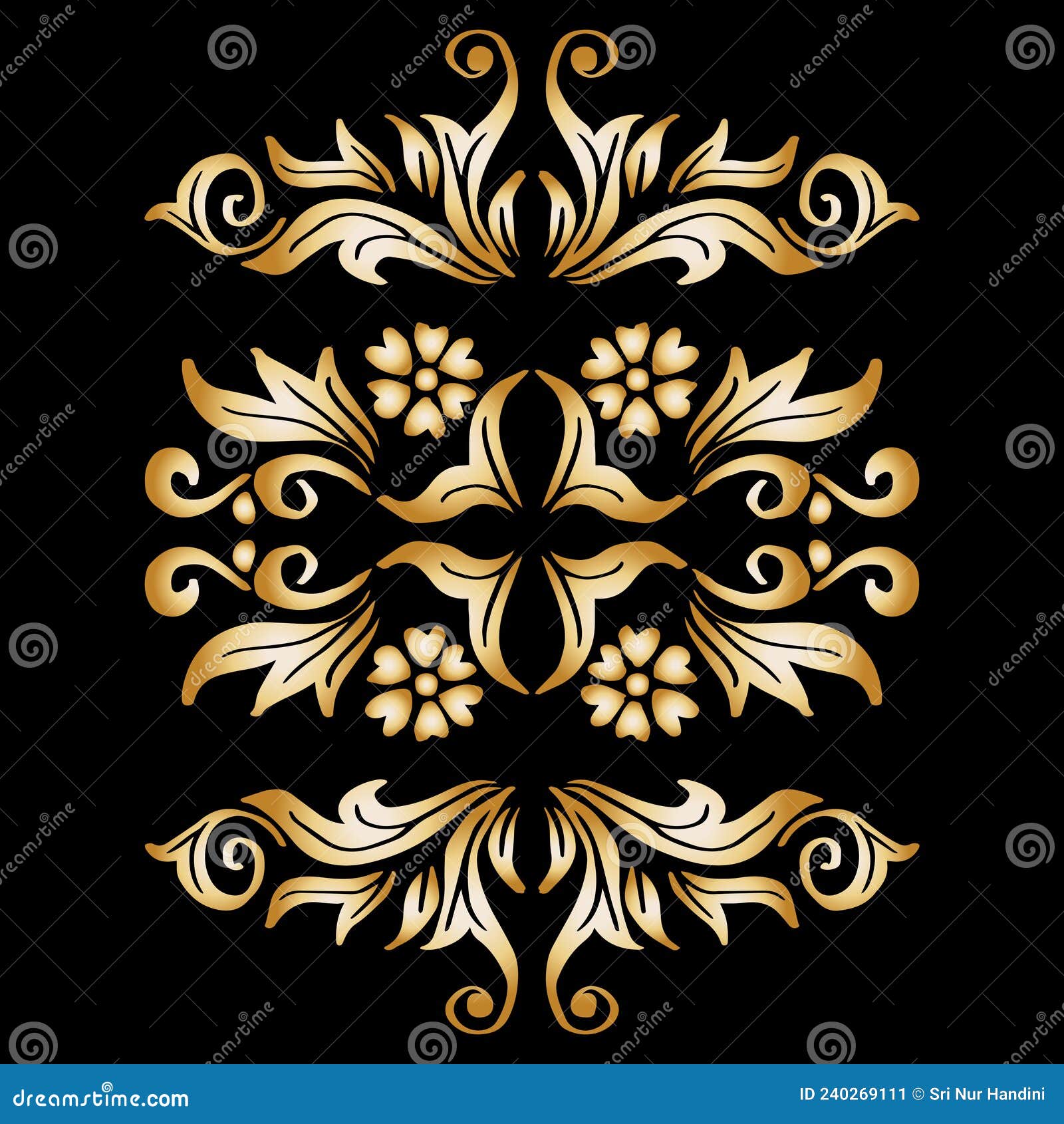 Gold Hand Drawing Ornamental Floral Borders Stock Illustration ...