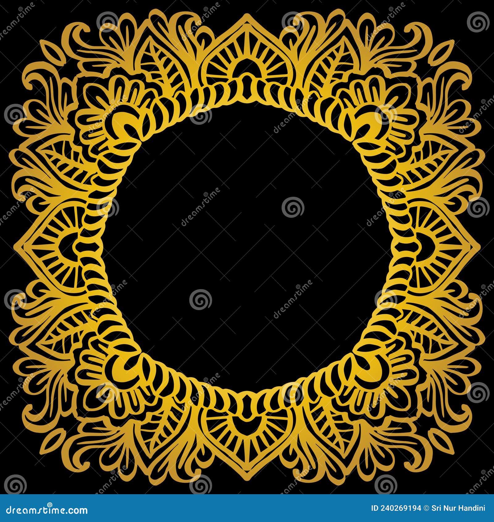 Gold Mandala Seamless Pattern Floral Frame Stock Vector - Illustration ...