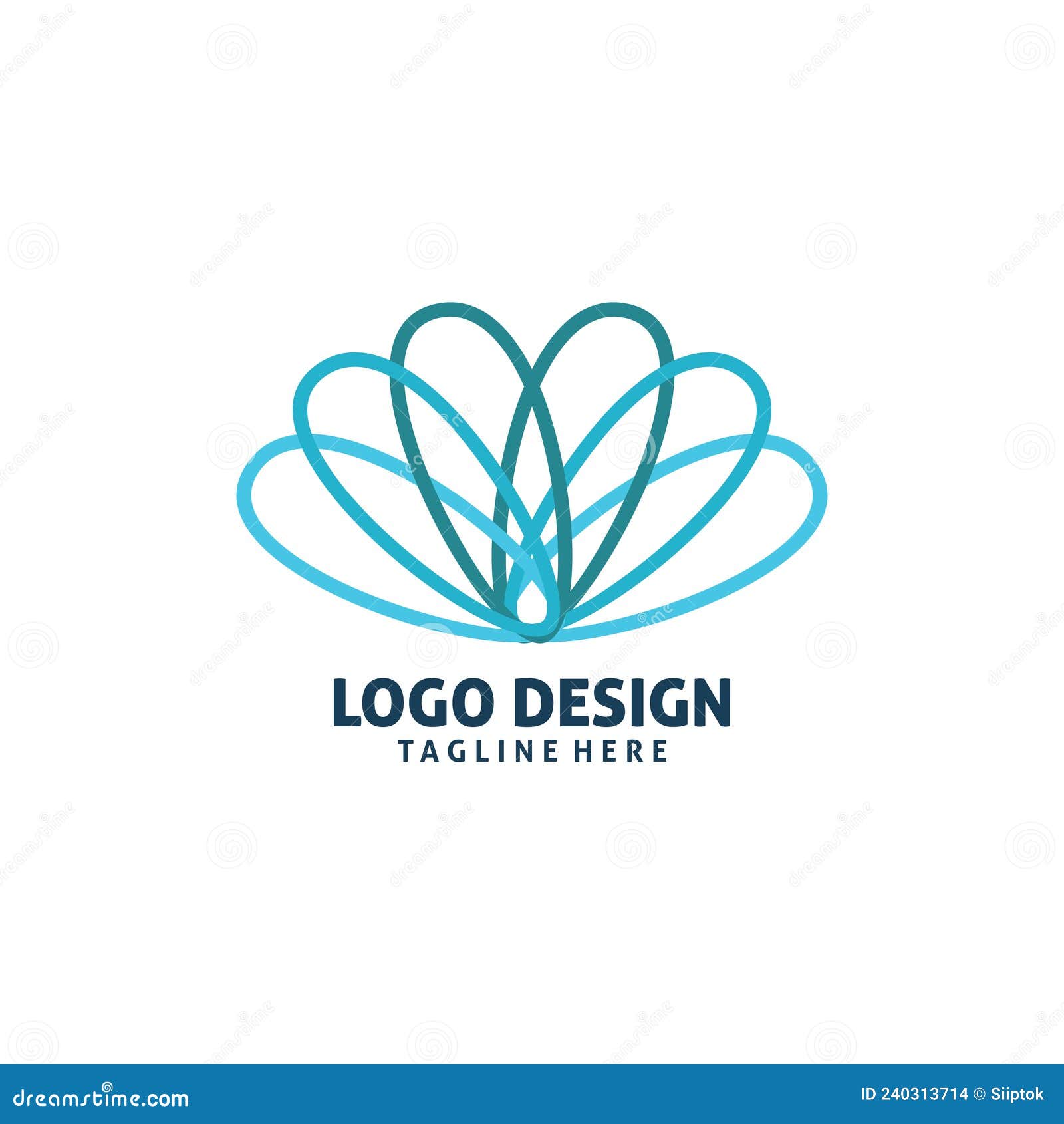 Blue Color Line Wing Ellips Logo Design Stock Illustration ...