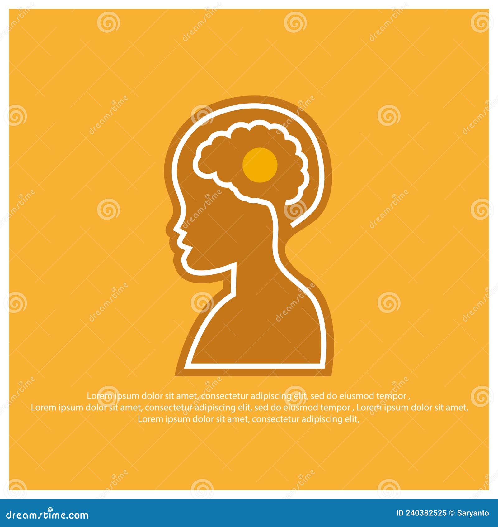 Child`s Brain Background Concept. Vector Illustration on Orange ...