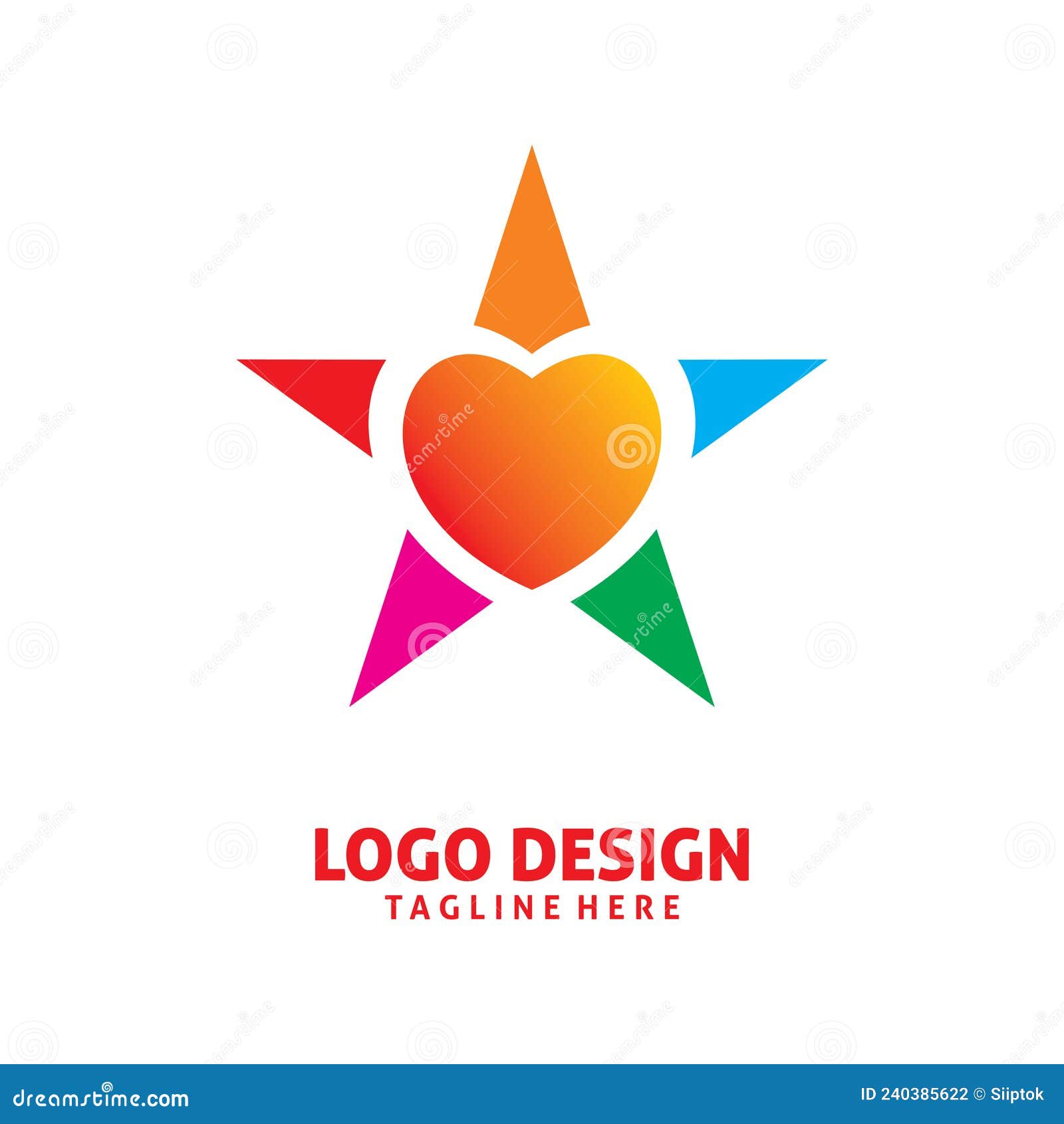 Full Color Star Love Heart Logo Design Stock Illustration ...