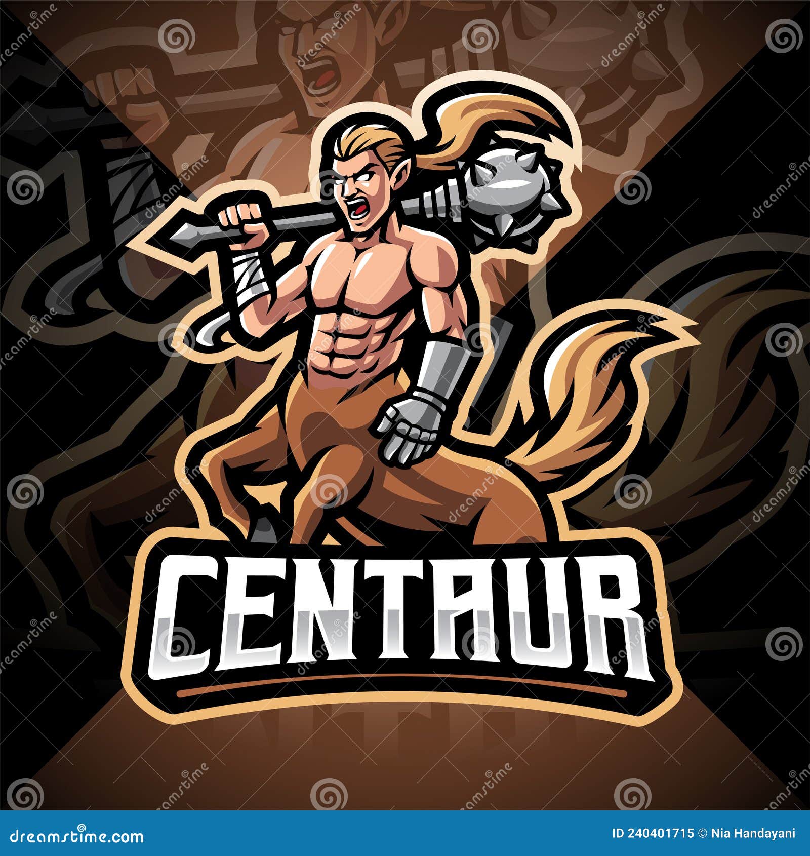 Centaur Esport Mascot Logo Design Stock Vector - Illustration of greek ...