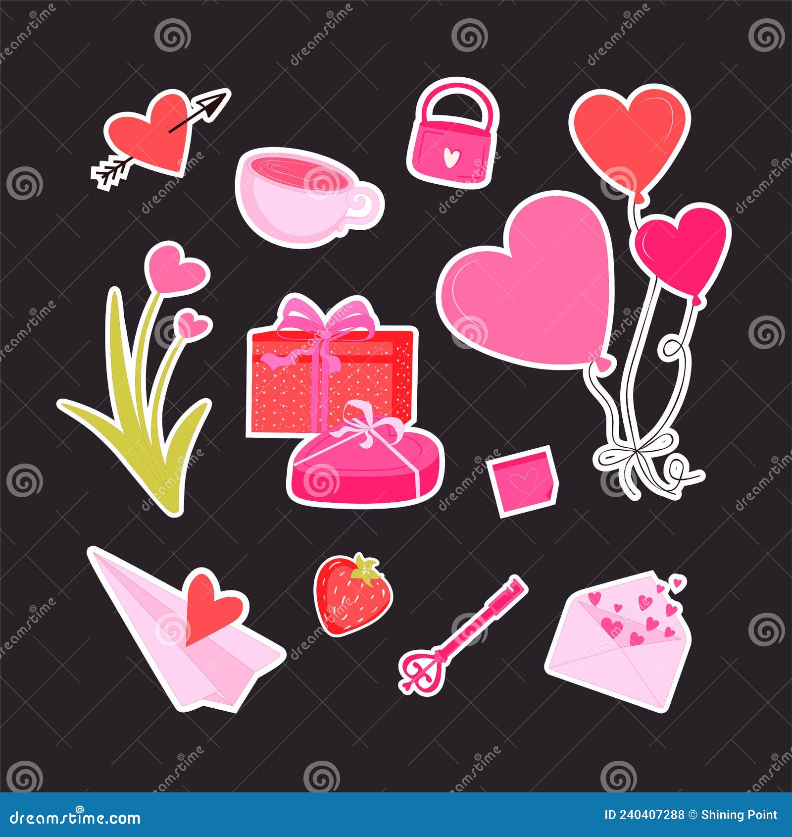 Hand Drawn Valentine S Day Sticker Illustration Collection 001 Stock ...