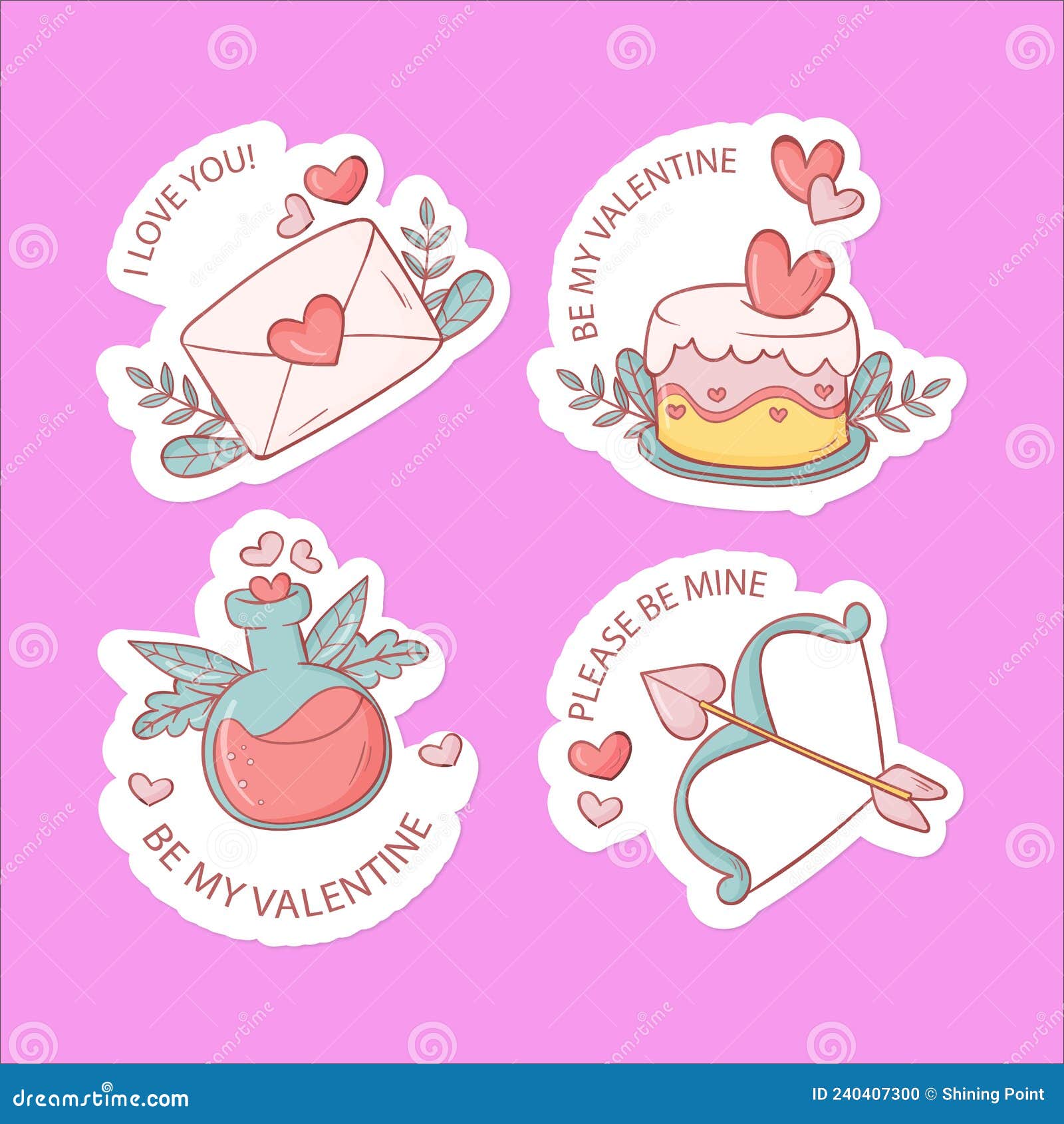Hand Drawn Valentine S Day Sticker Illustration Collection 002 Stock ...