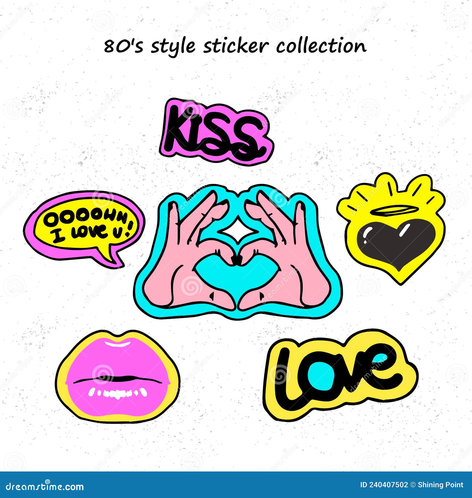 Vintage Love Sticker Collection Vector Design Illustration Stock Vector ...