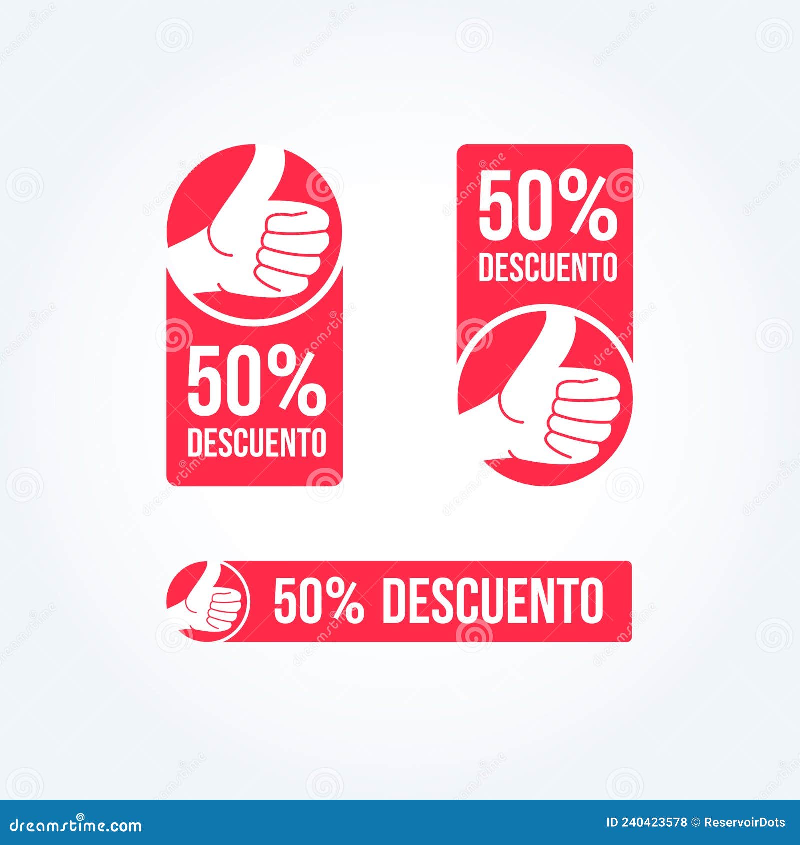 50 Discount Offer Labels Spanish Stock Illustration - Illustration of ...