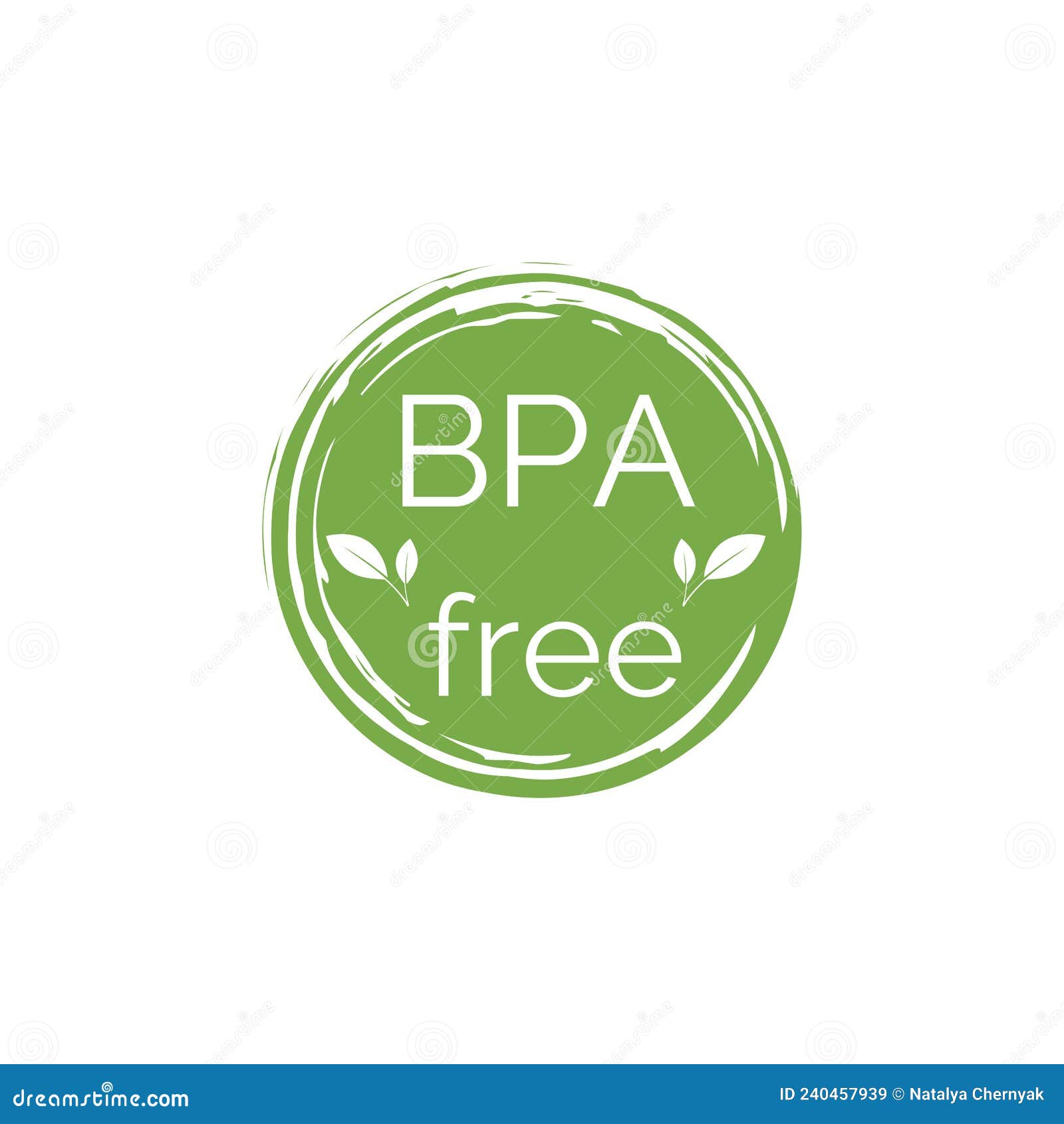 Free BPA Icon. Green Round Badge with Leaves Stock Vector ...