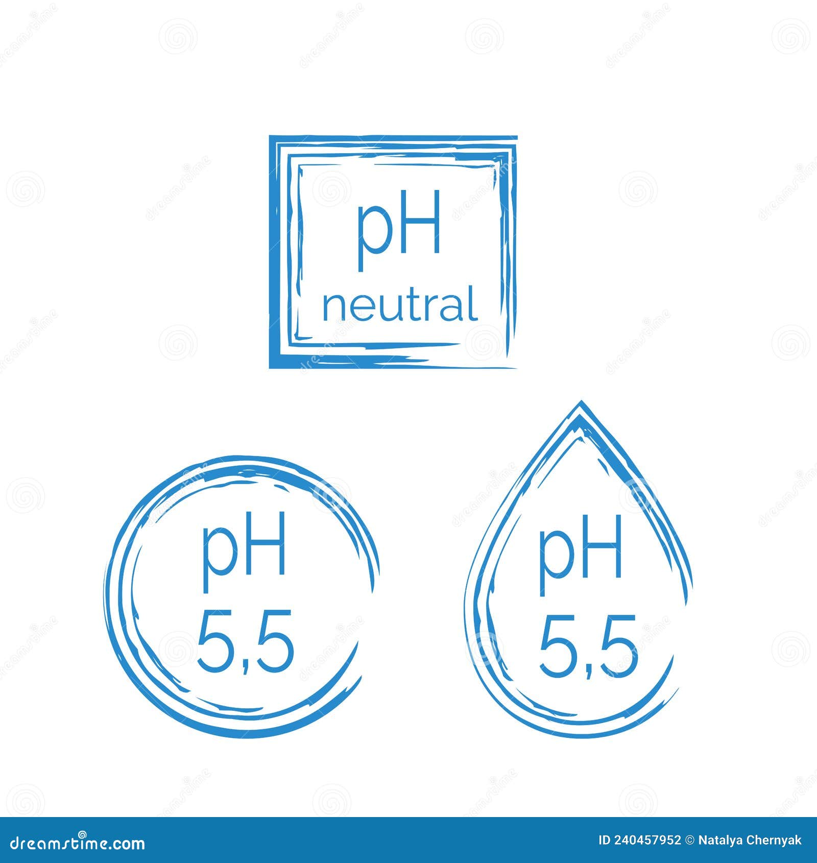 PH 5,5 Blue Icon Set. Dermatology Textured Symbol Stock Vector ...