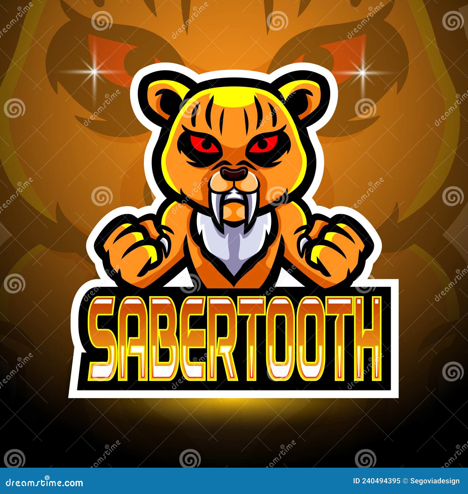 Sabertooth Mascot Logo Icon Illustration , Black Background , Animal ...