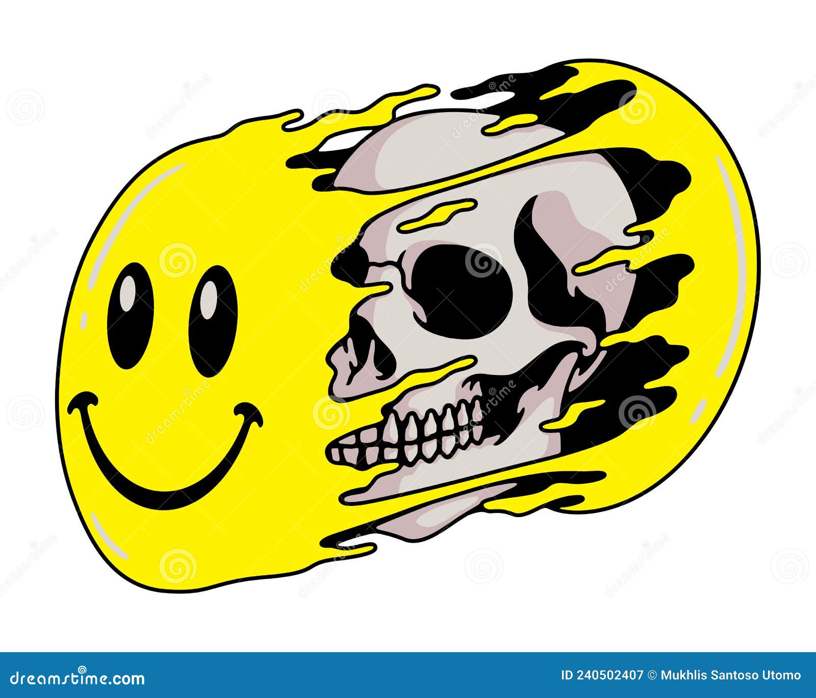 Vector Illustration Skull Emoticon Stock Vector - Illustration of ...