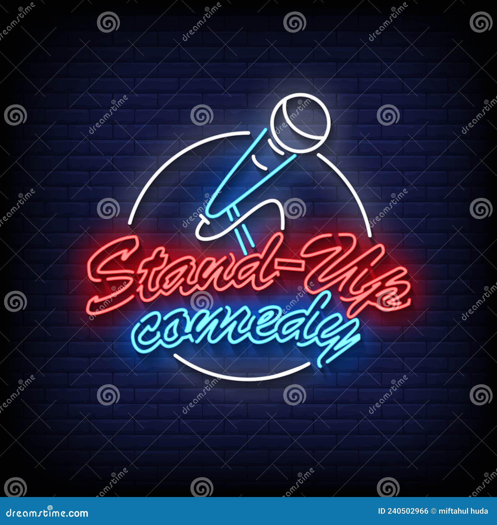 Stand Up Comedy Neon Signs Style Text Vector Stock Vector ...