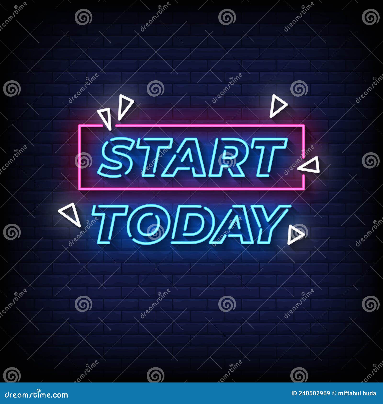 Start Today Neon Signs Style Text Vector Stock Vector - Illustration of ...