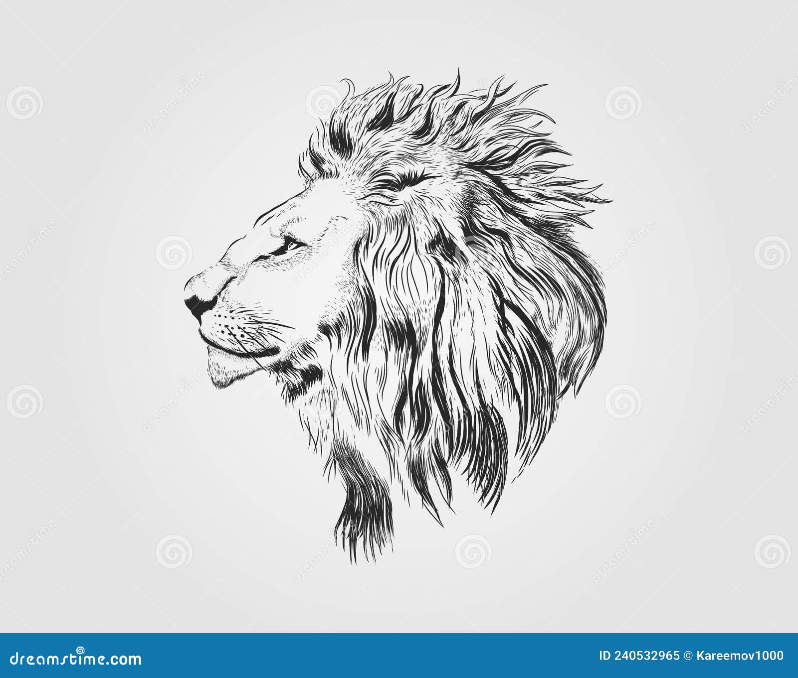 Lion Head Vector Art. Hand Drawing Lion Stock Vector - Illustration of ...