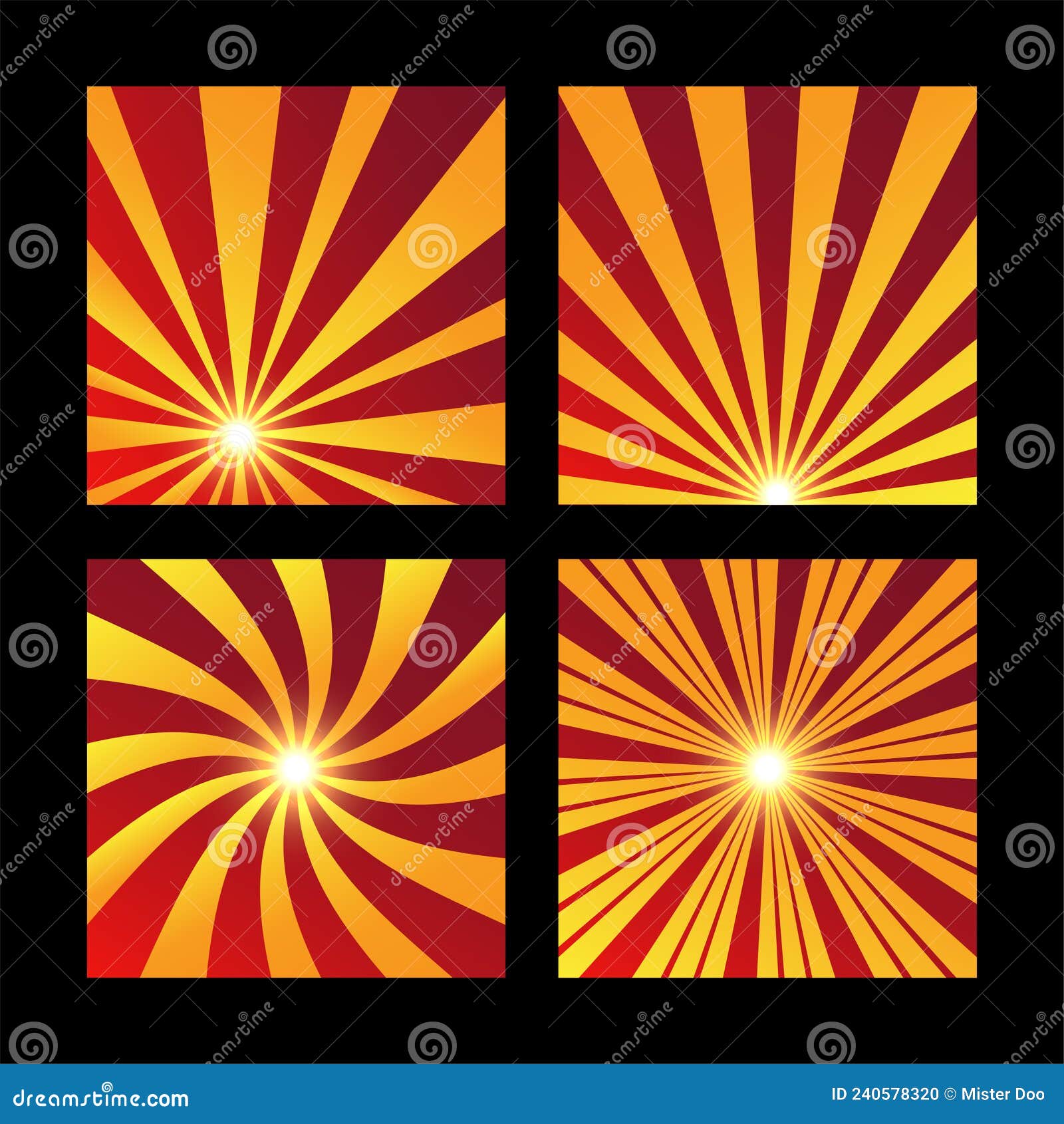 Collection of Striped Sunburst Pattern Background. Stock Vector ...