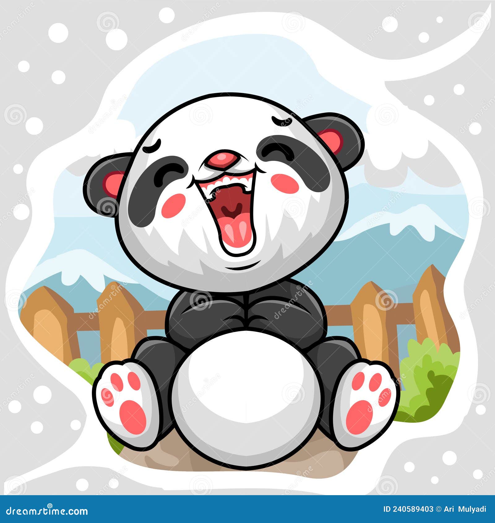 Cute Little Panda Cartoon Laughing Out Loud Stock Vector - Illustration ...