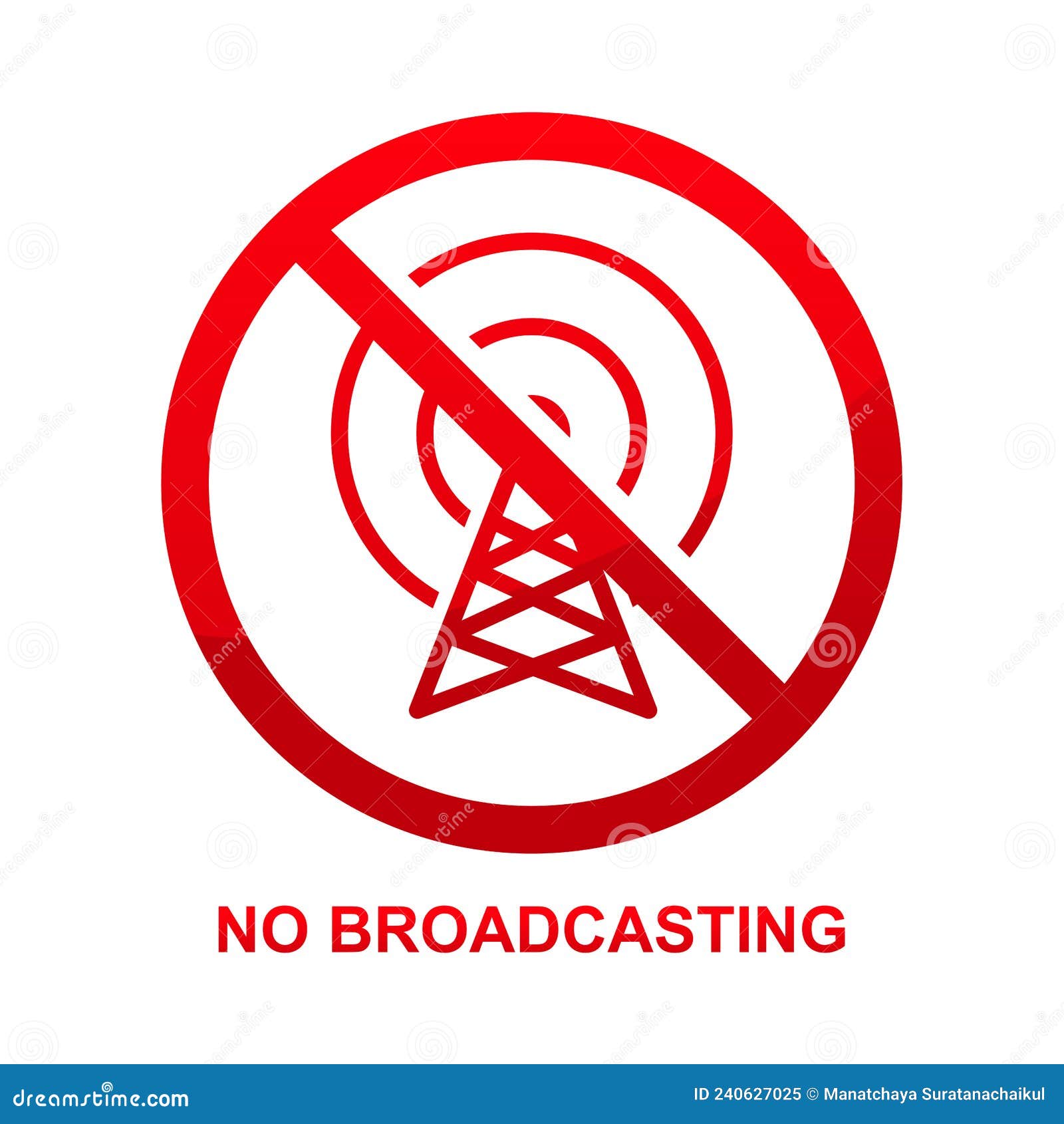 No Broadcasting Sign Isolated on White Background Stock Vector ...